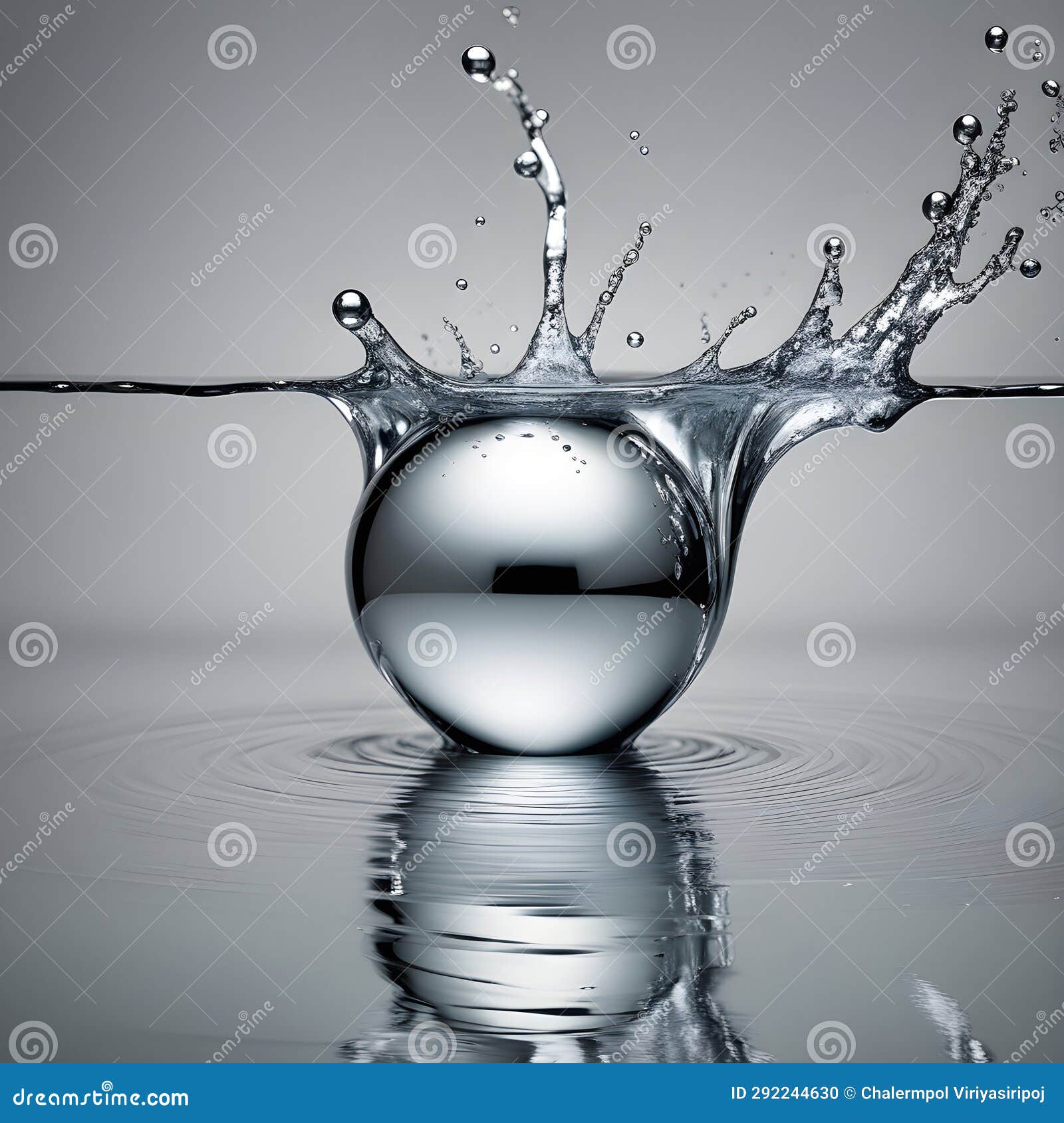 Splash of Liquid Chrome Isolated on White Background Stock Illustration ...