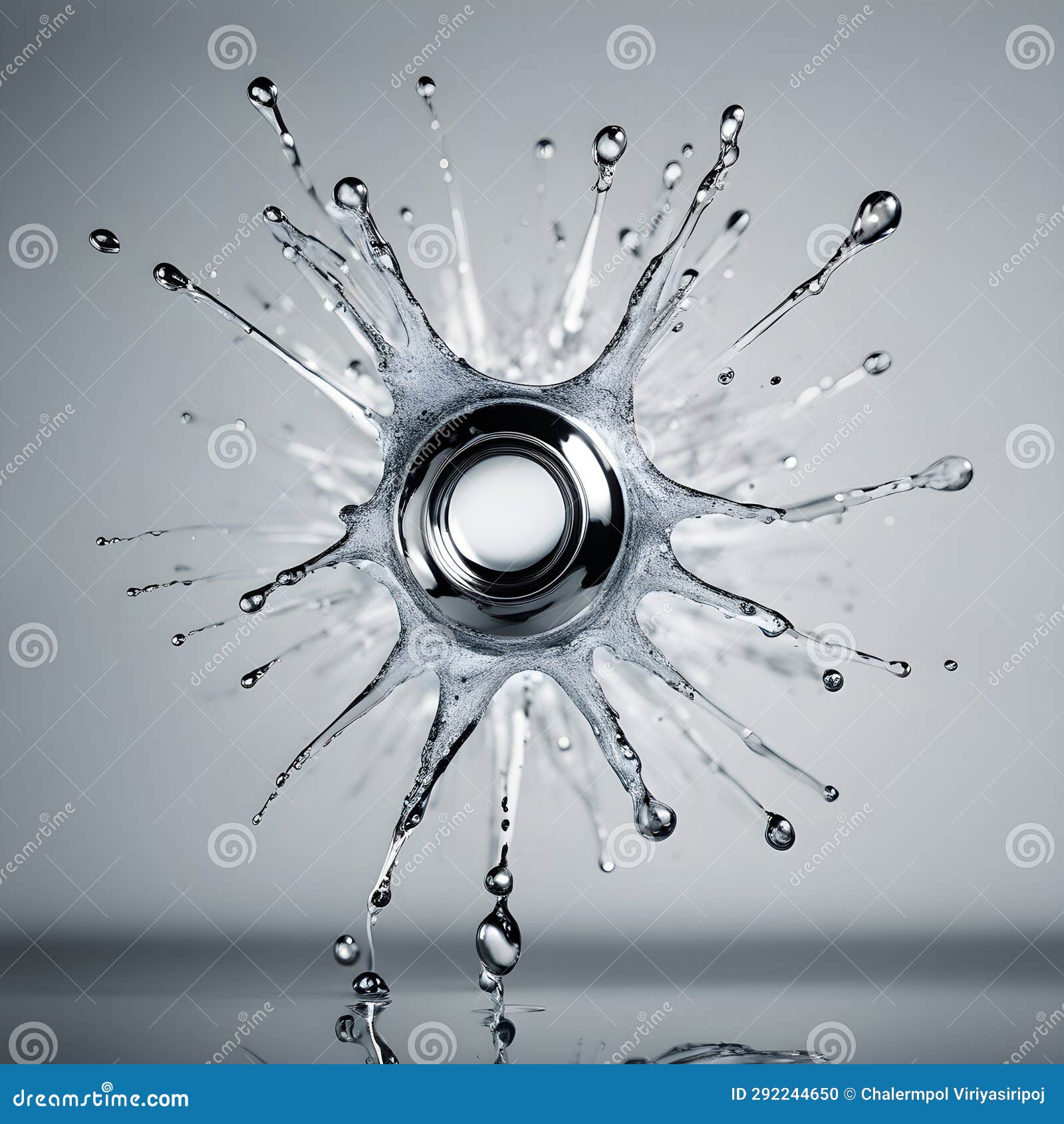 Splash of Liquid Chrome Isolated on White Background Stock Illustration ...