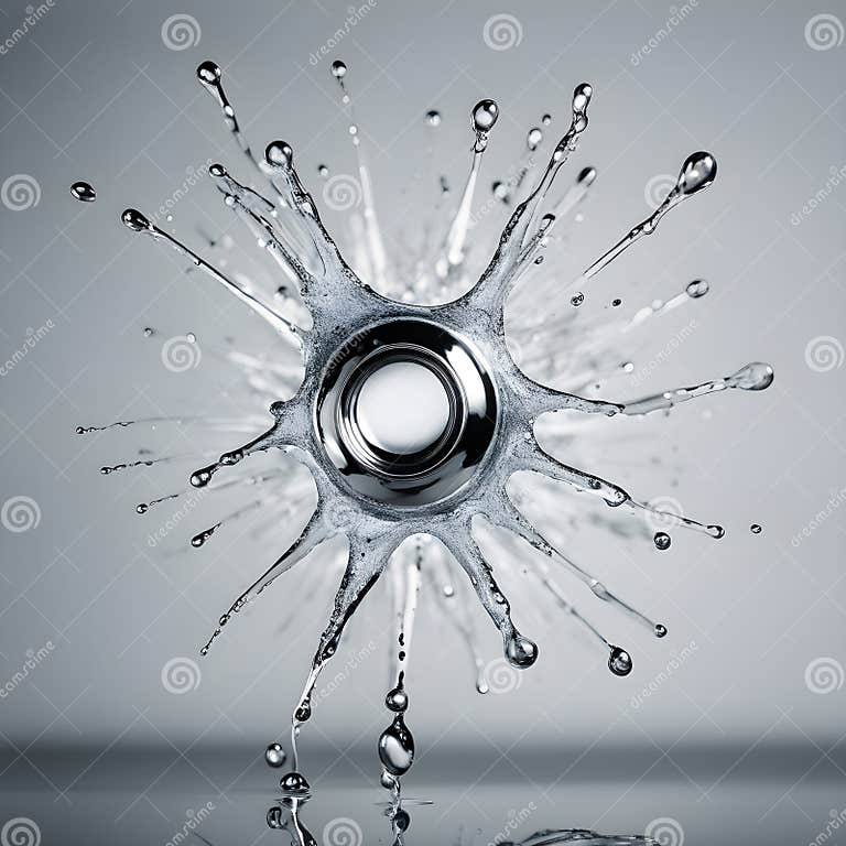 Splash of Liquid Chrome Isolated on White Background Stock Illustration ...