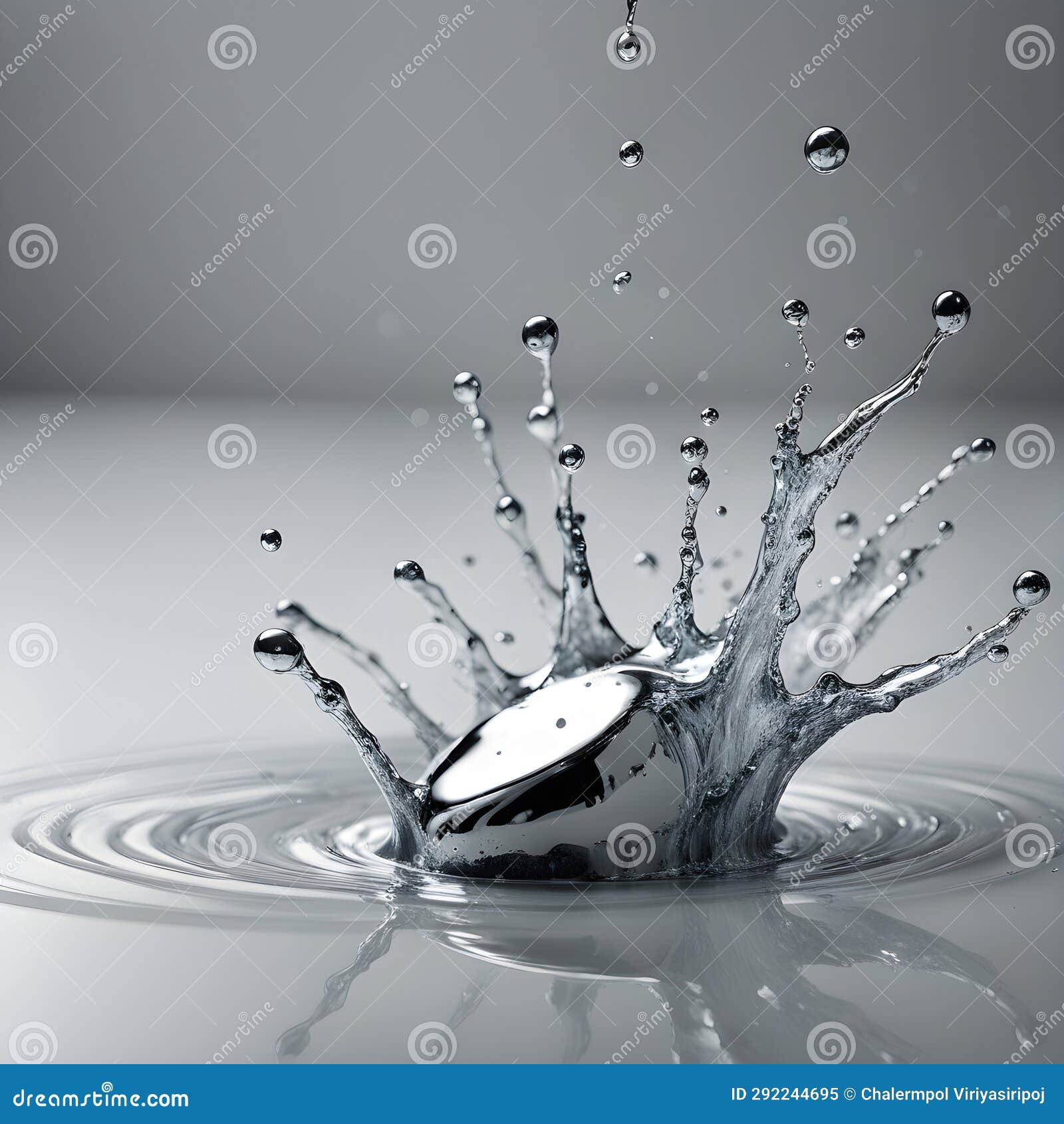 Splash of Liquid Chrome Isolated on White Background Stock Illustration ...