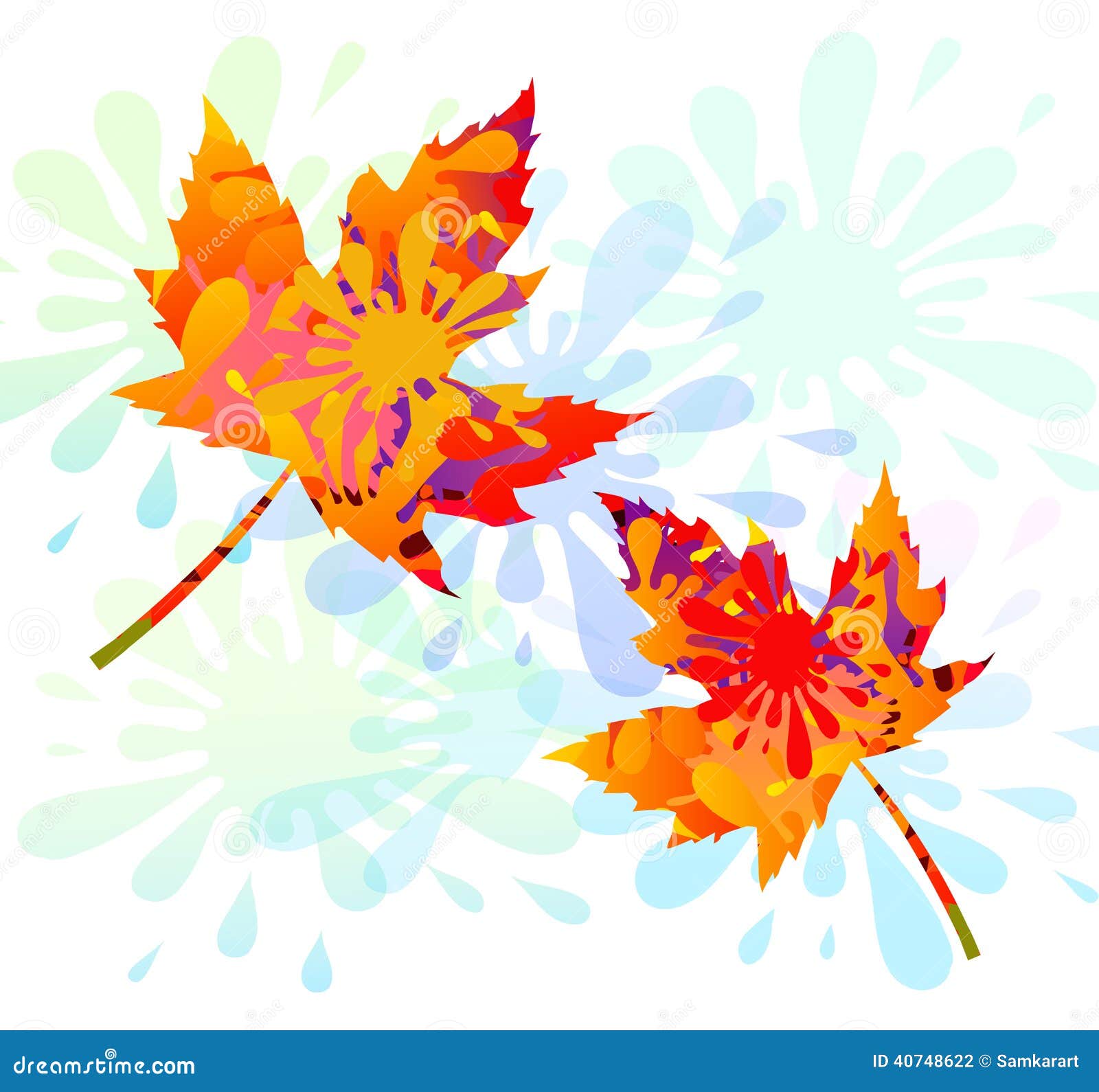 Splash & Maple Leaves-vector Stock Vector - Illustration of colorful ...