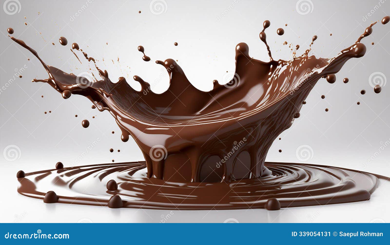 Splash of Melted Chocolate in a Container with a White Background Stock ...