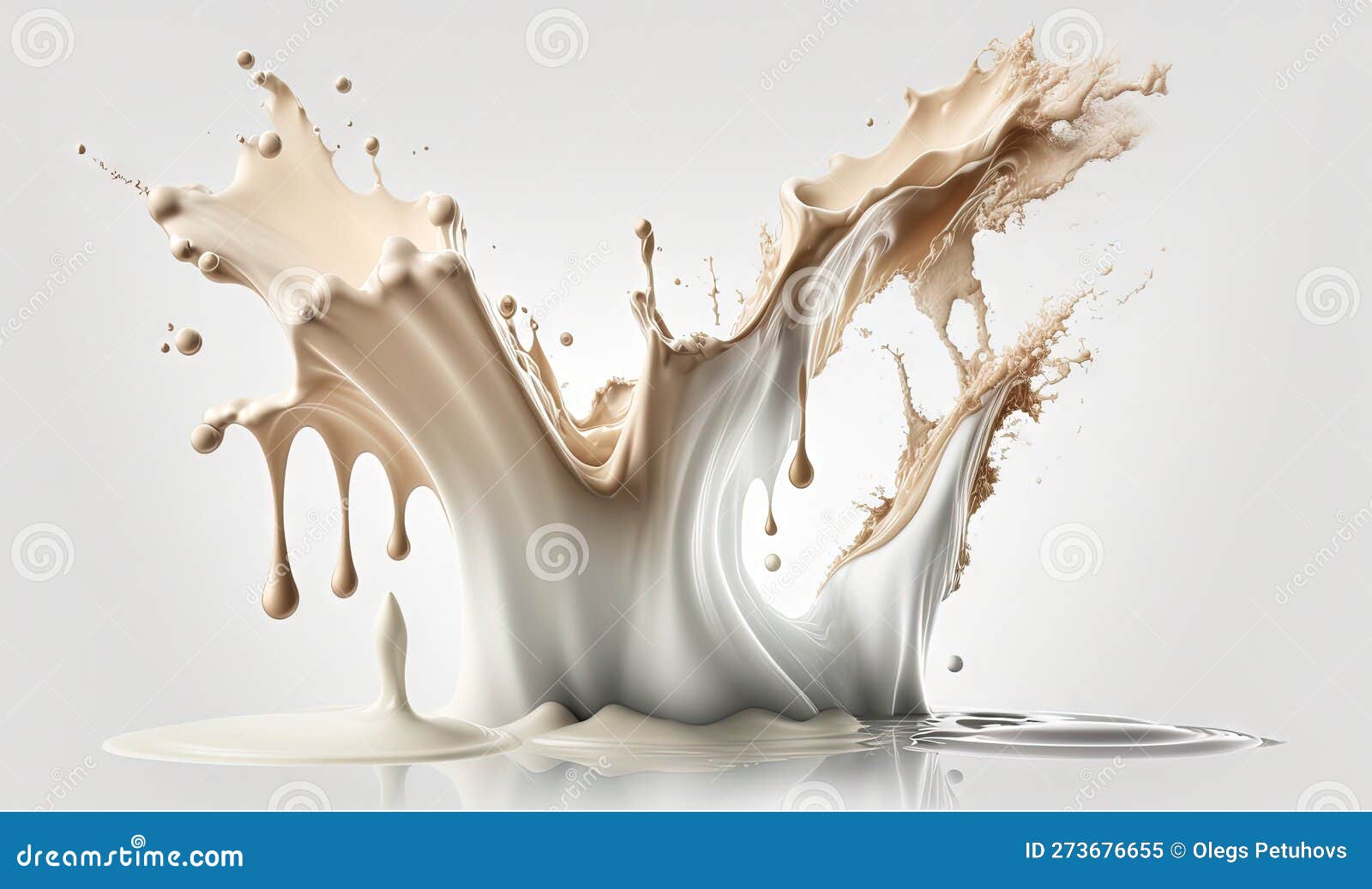 A Splash of Milk is Being Poured into a Puddle of Milk Stock ...