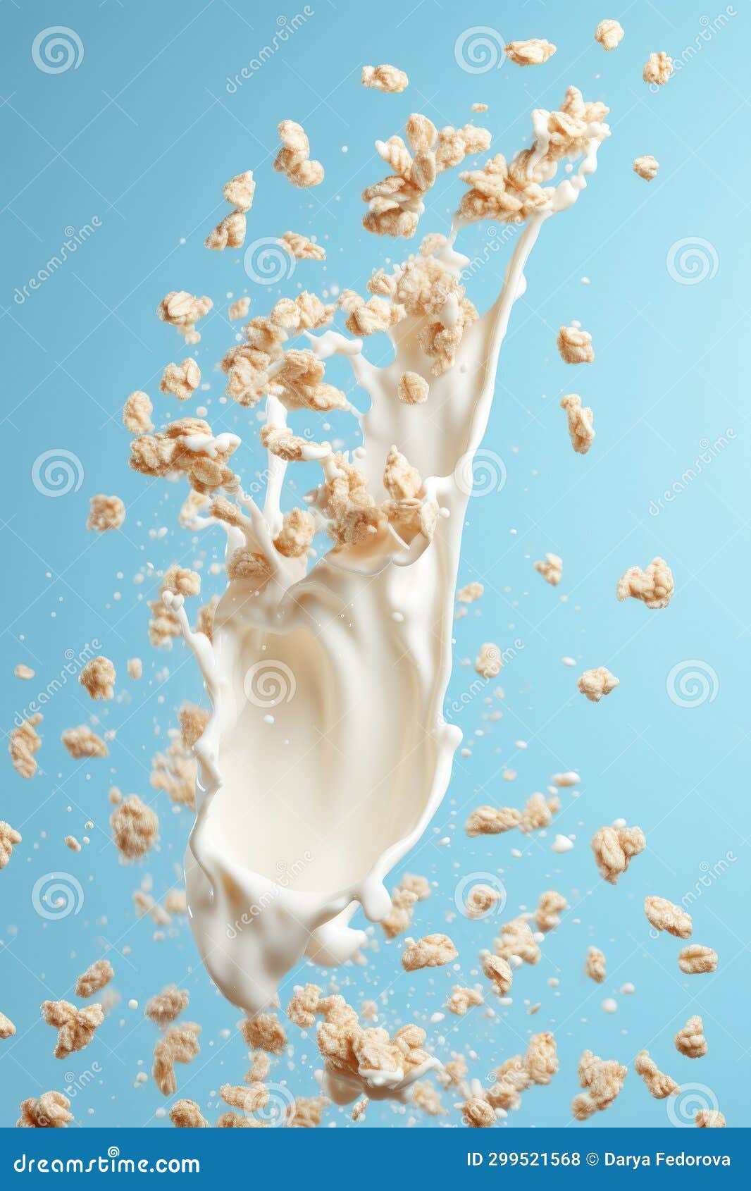 Splash of Milk and Oat Flakes in the Air. Oat Milk Levitation Stock ...
