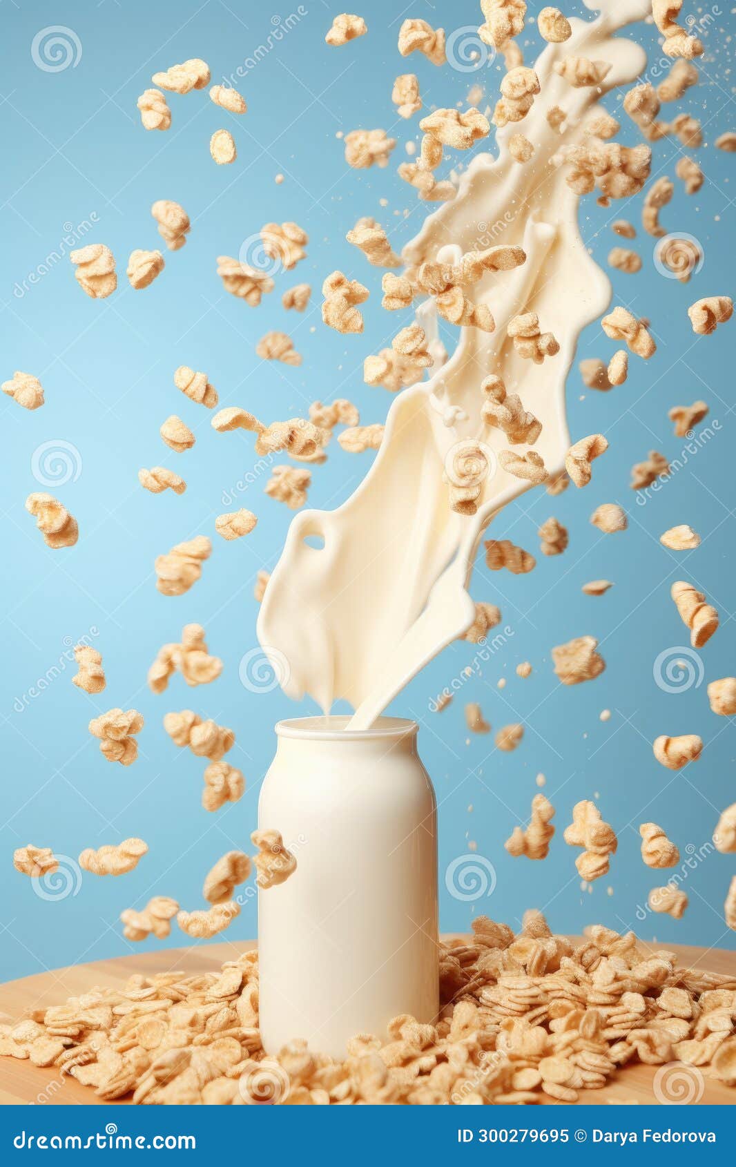 Splash of Milk and Oat Flakes in the Air. Oat Milk Levitation Stock ...