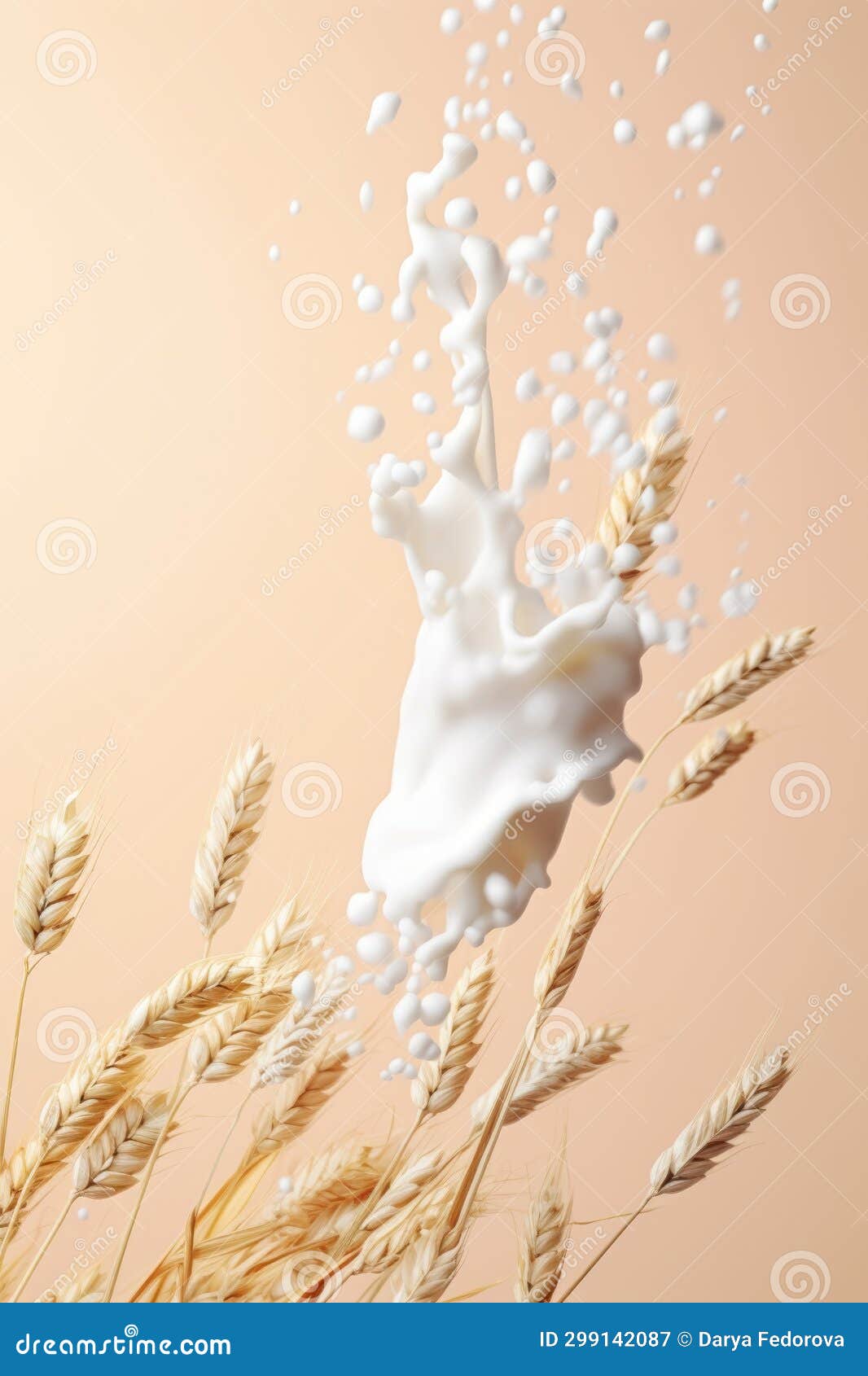 Splash of Milk and Oat Spikelets in the Air. Oat Milk Levitation Stock ...