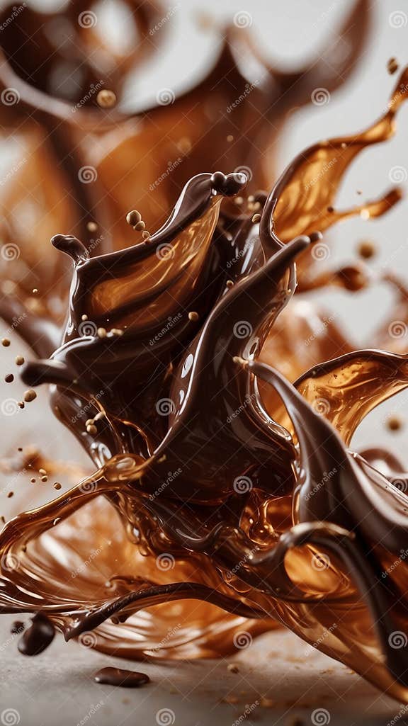 Splash of Molten Chocolate Creating Dynamic Shapes. Stock Image - Image ...