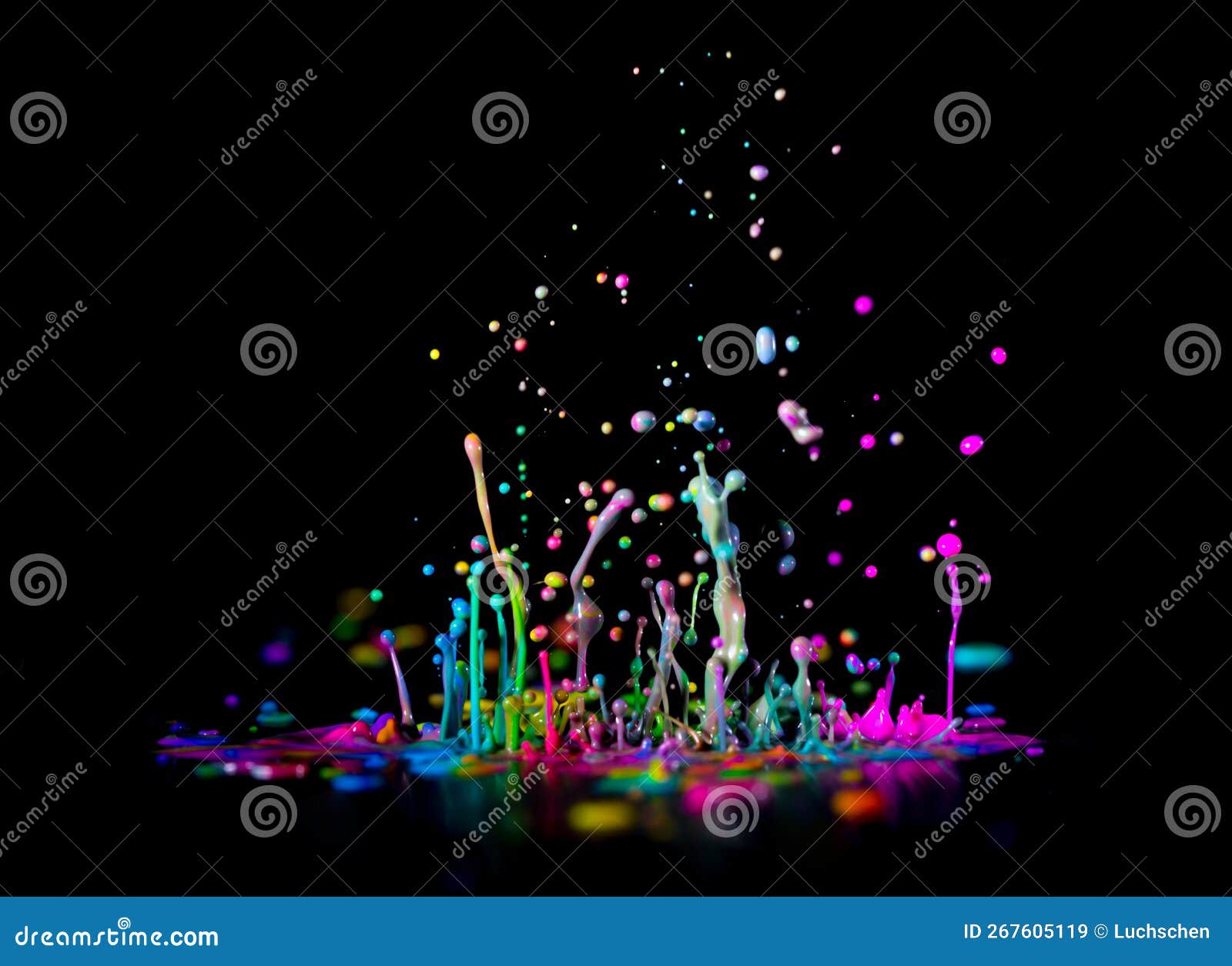 Splash of Multi-colored Ink on a Black Background. Paint Explosion ...