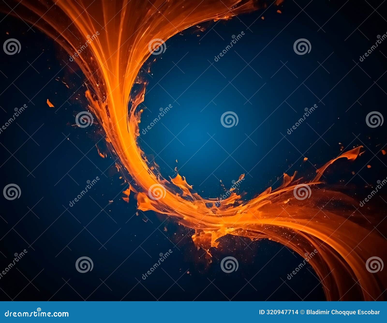 A Splash of Orange Fire with a Blue Background Stock Illustration ...