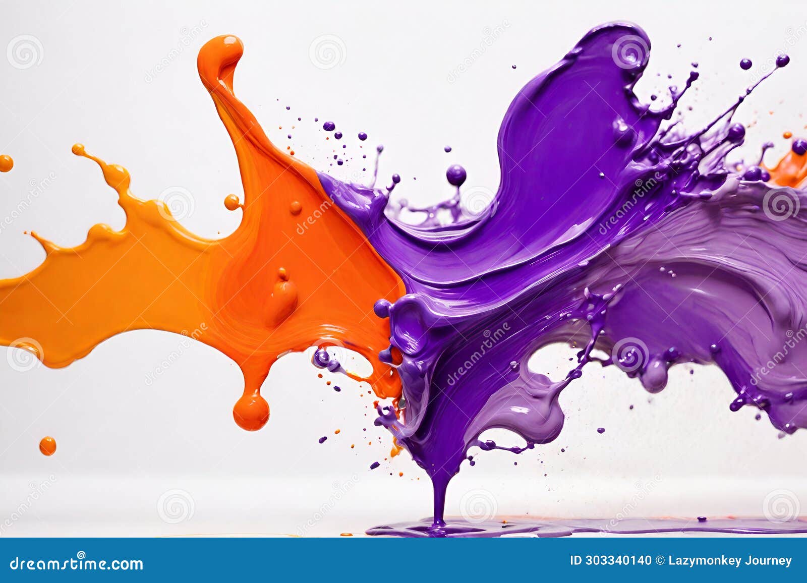 Splash of Orange and Purple Paint on White Background Stock ...