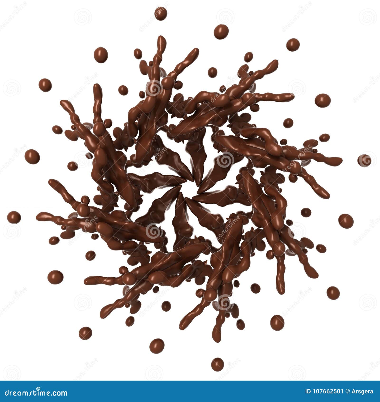 Splash Pattern: Liquid Chocolate with Droplets Isolated Stock ...