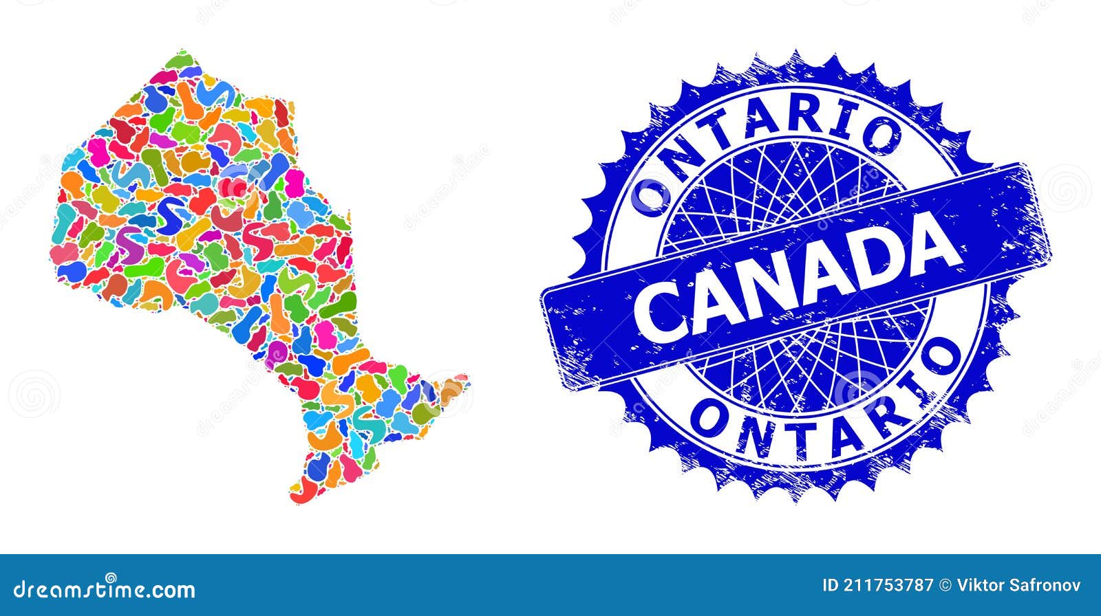 Splash Pattern Ontario Province Map and Textured Seal Stock Vector ...