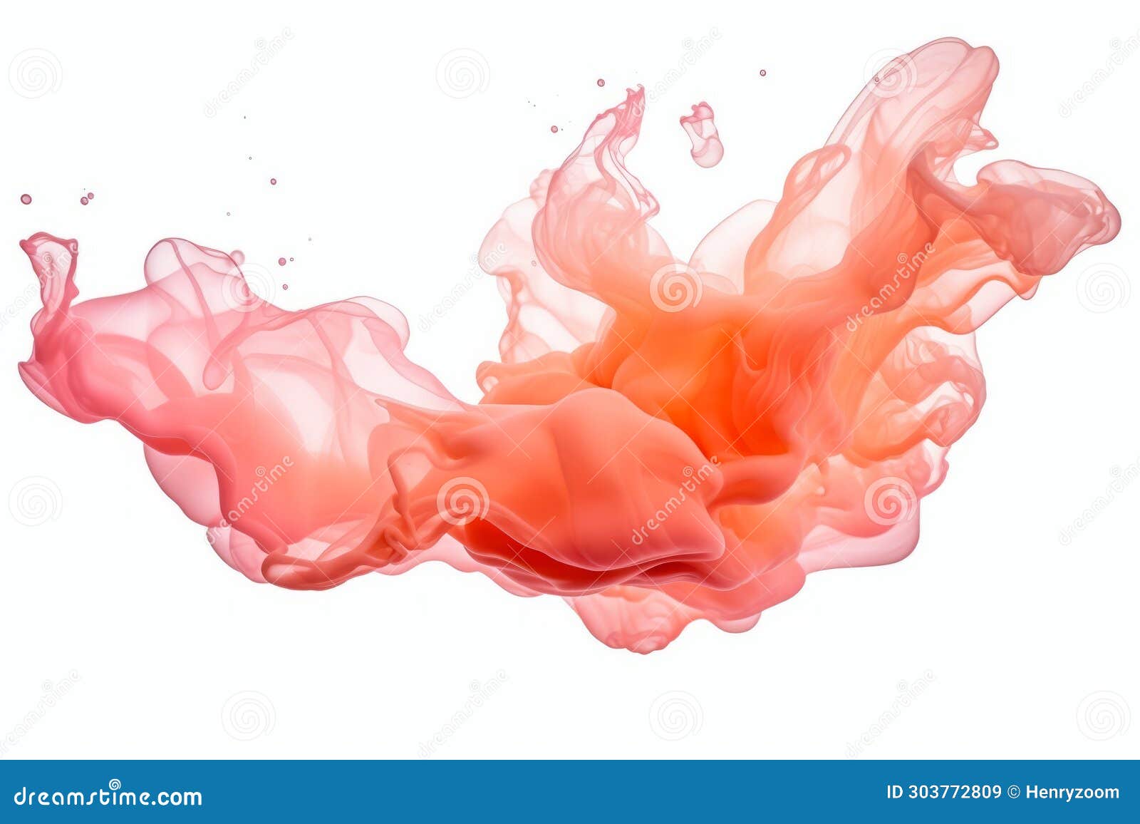 Splash of Peach Drop in Water Isolated on a White Background, Cloud of ...