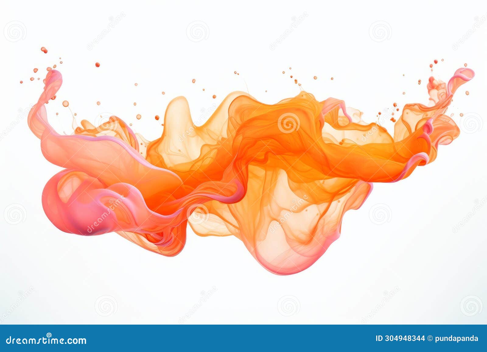 Splash of Peach Drop in Water Isolated on a White Background, Cloud of ...