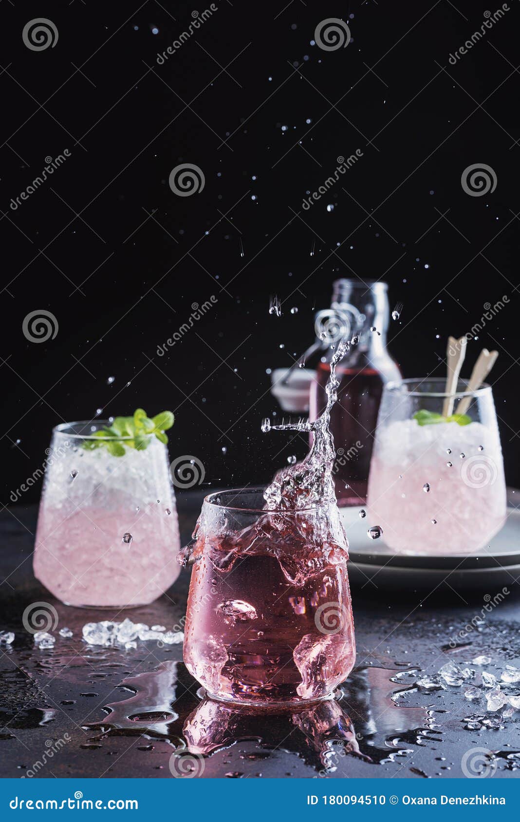 Splash of a pink cocktail stock photo. Image of green - 180094510