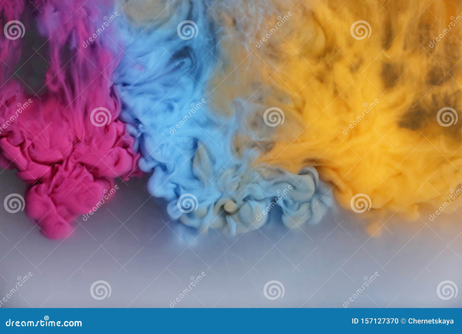Splash of Pink, Light Blue and Yellow Inks Stock Photo - Image of ...