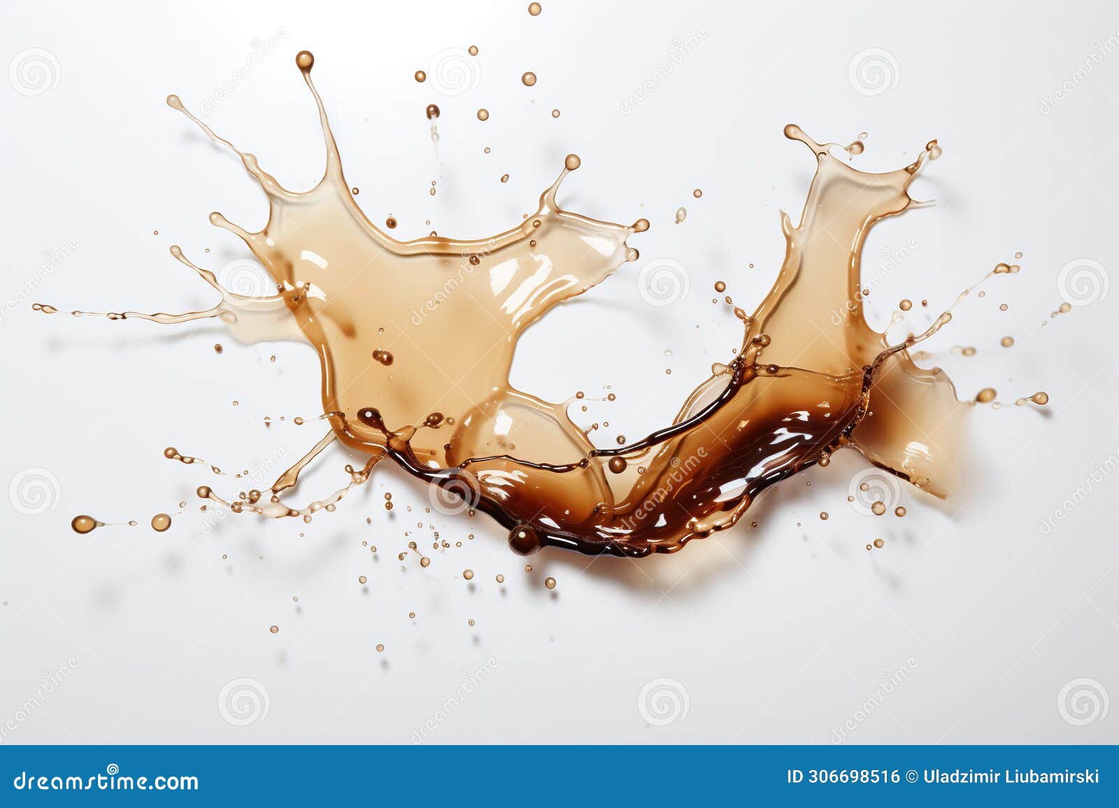 Splash, Puddle of Spilled Black Coffee on a White Background. Generated ...