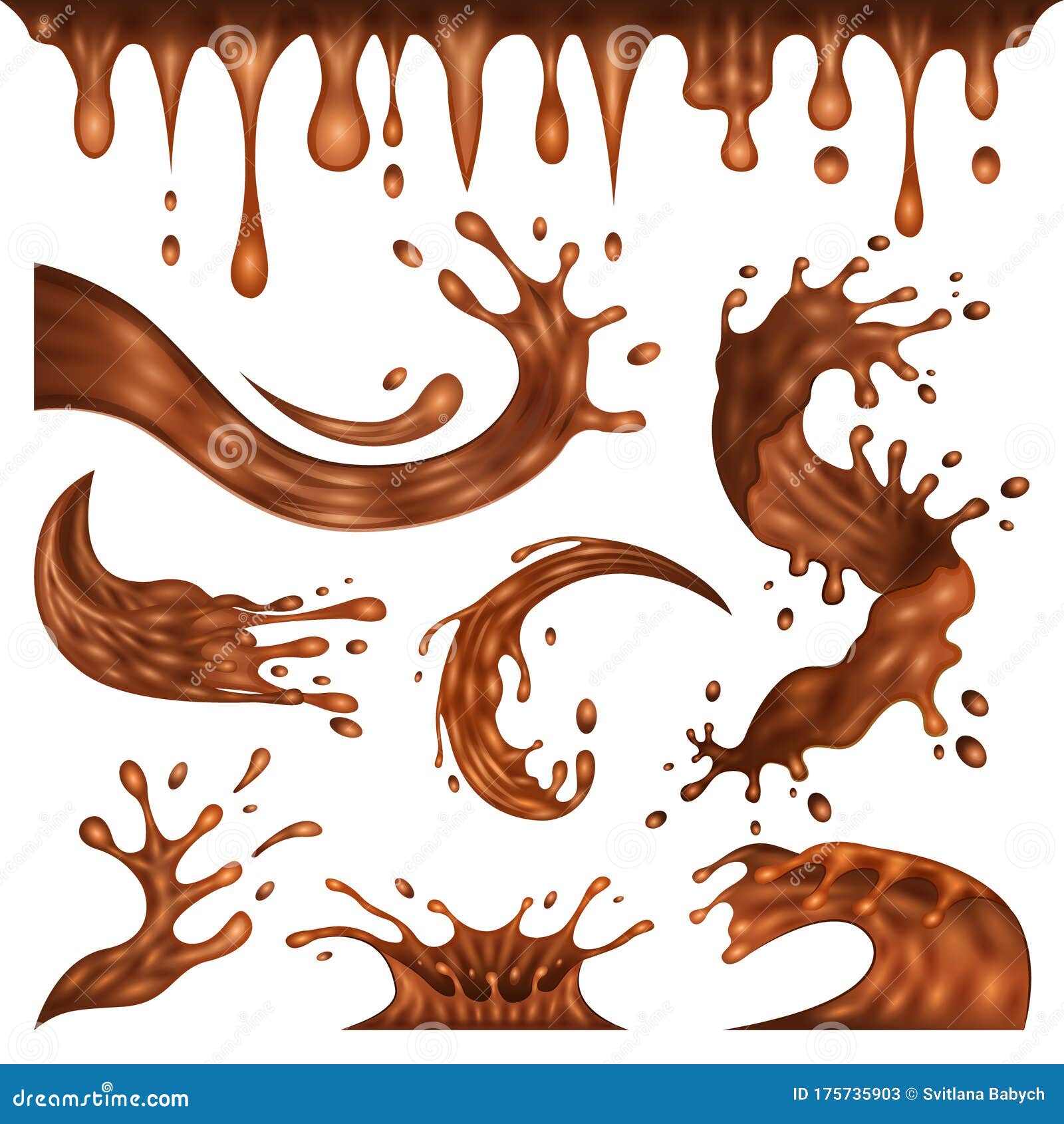 Splash Realistic Set Icon. Vector Illustration Splatter on White ...