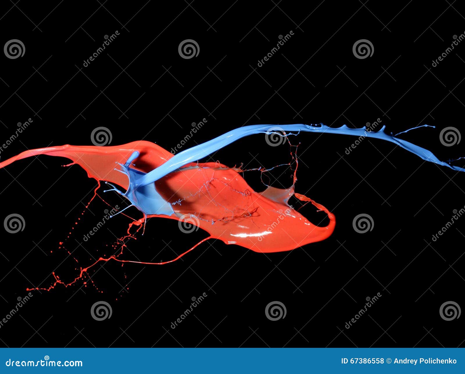 Splash red and blue paint stock photo. Image of clash - 67386558