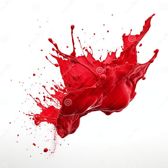 Splash of Red Paint Isolated on a White Background Stock Illustration ...