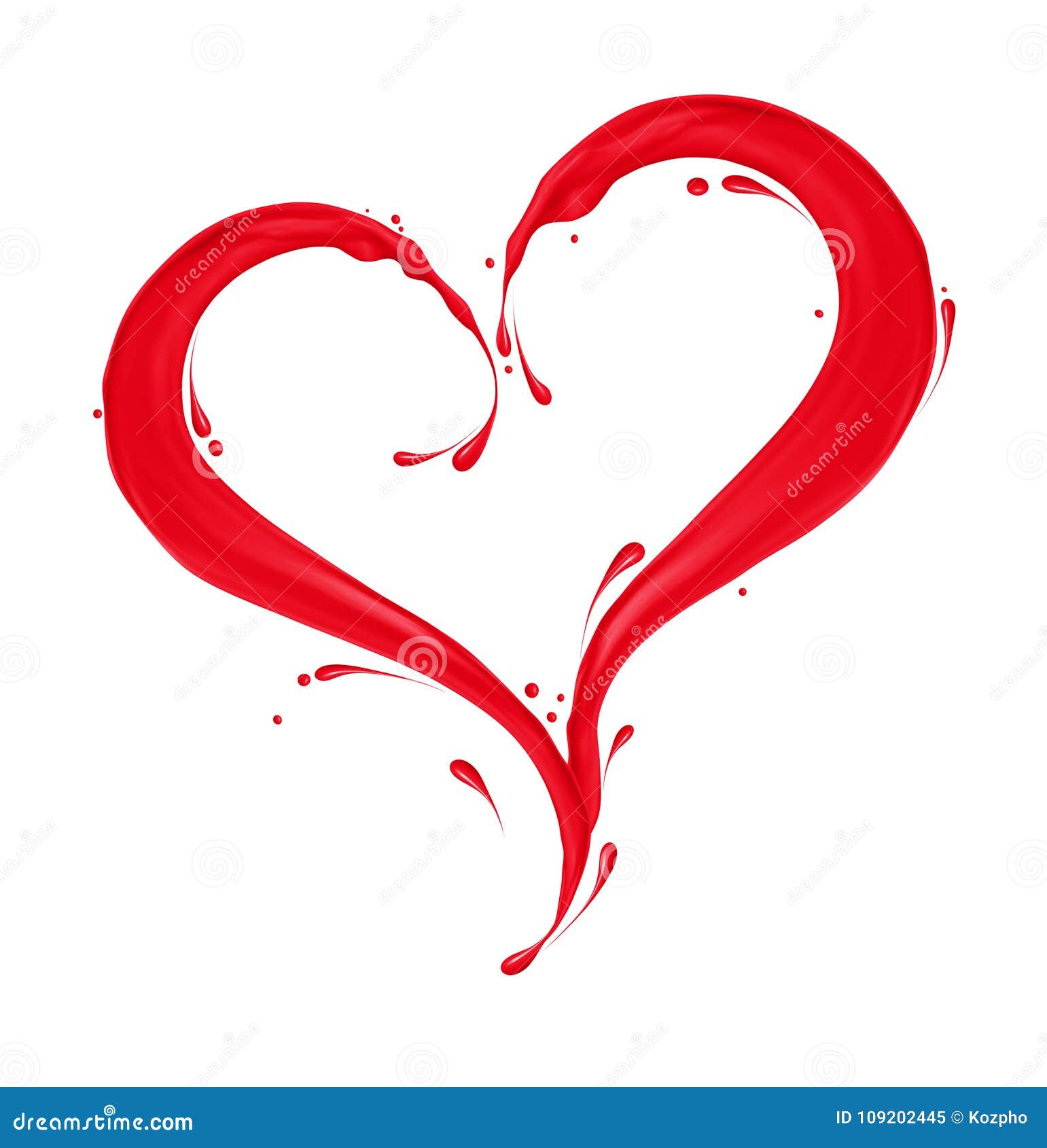 Splash of Red Paint in the Shape of a Heart Isolated on White Stock ...