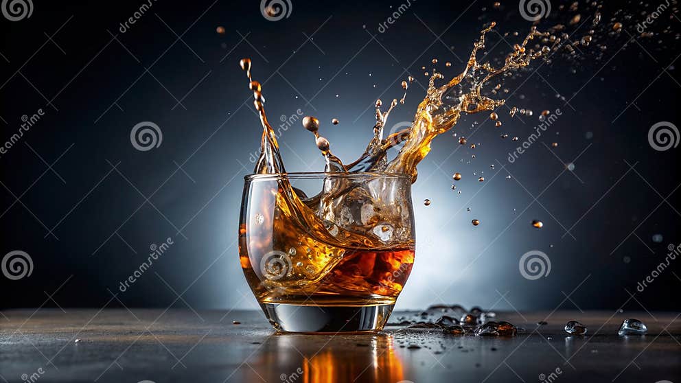 A Splash of Rum in a Glass Creating a Vibrant and Dynamic Motion ...