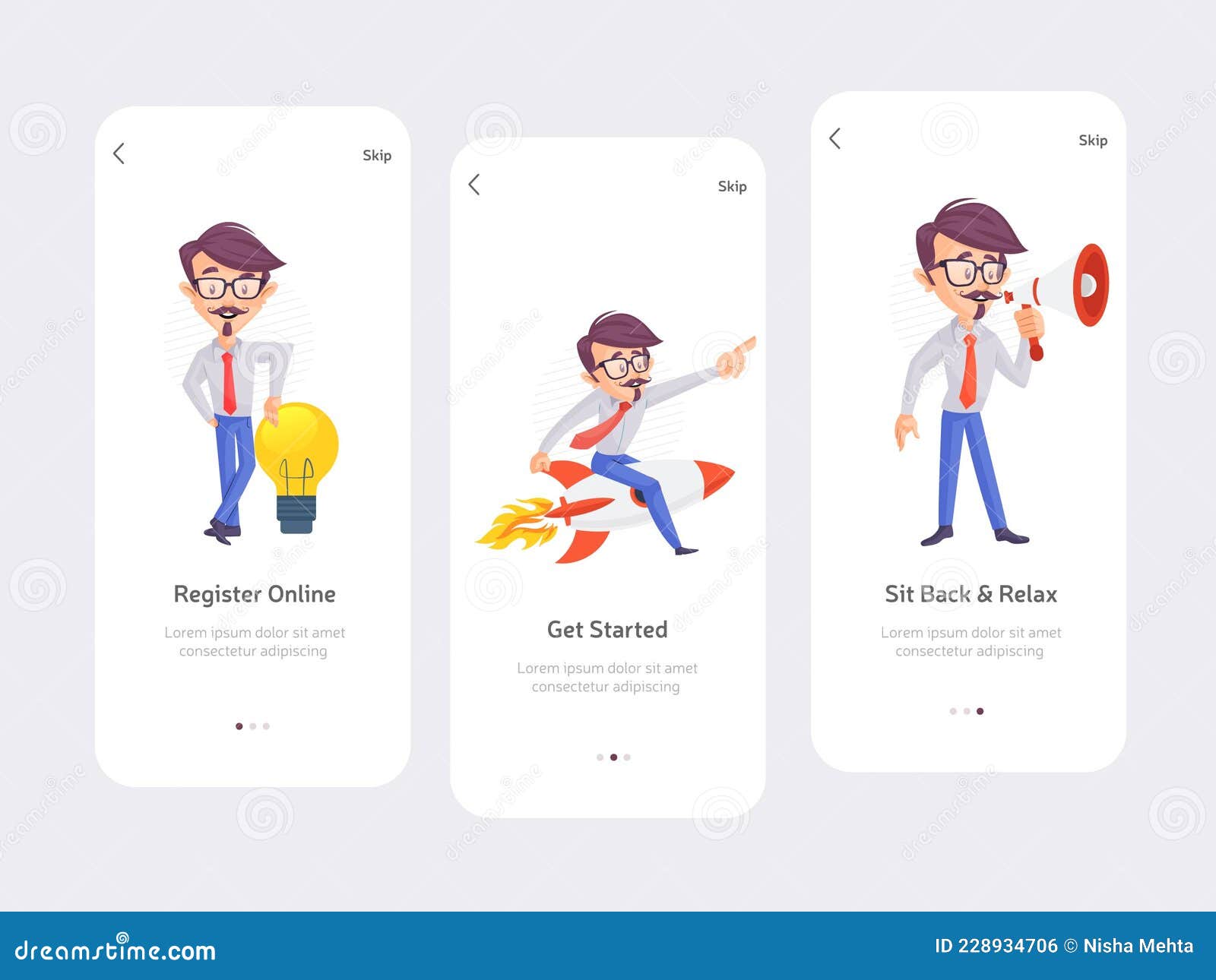 Splash Screen Template for Mobile Application Flat Design Stock Vector ...