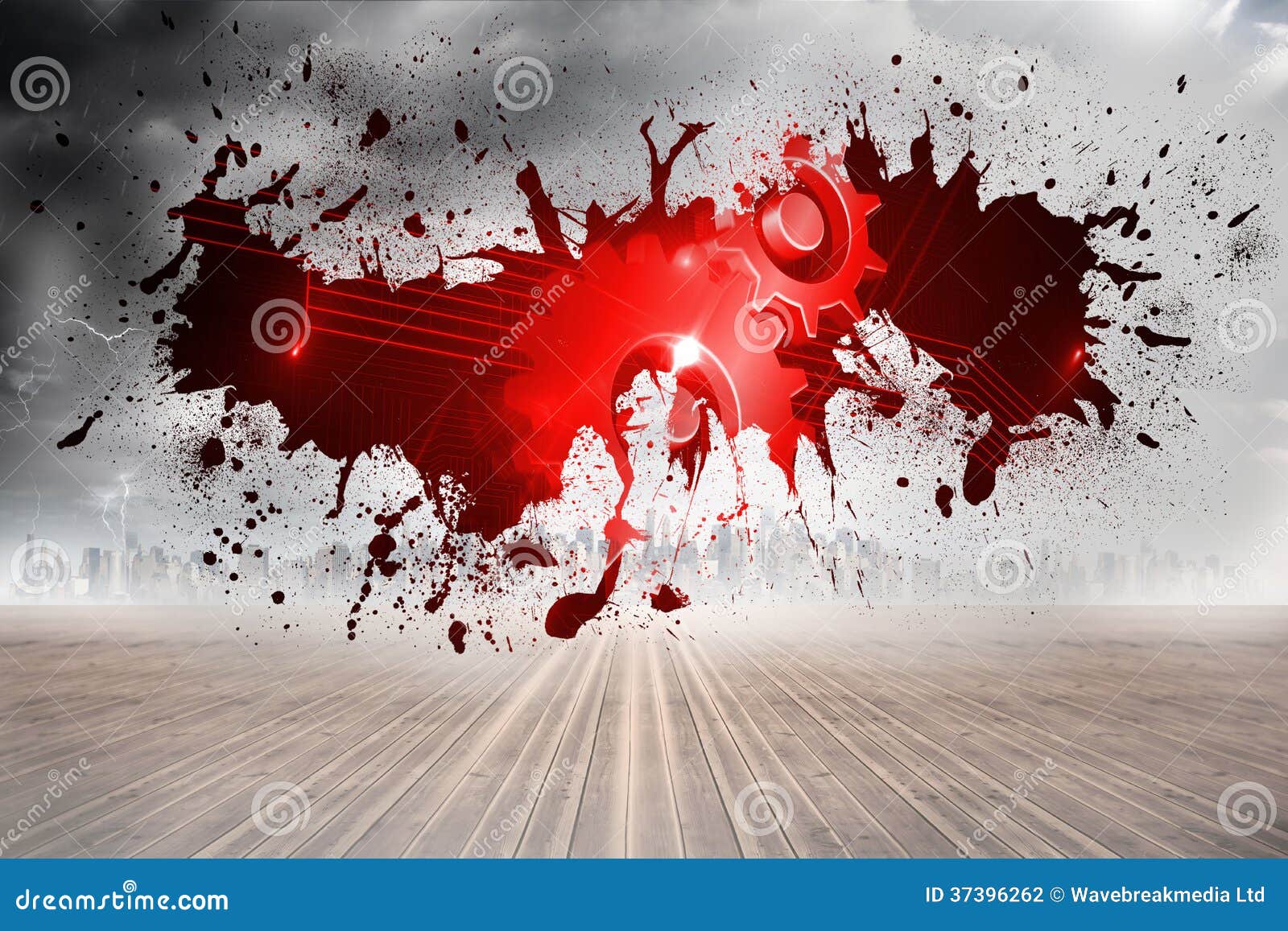 Splash Showing Cogs and Wheels Stock Illustration - Illustration of ...