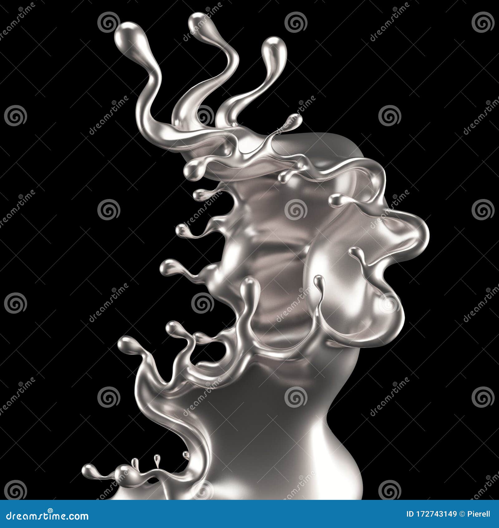 Splash Silver. 3d Illustration, 3d Rendering Stock Illustration ...
