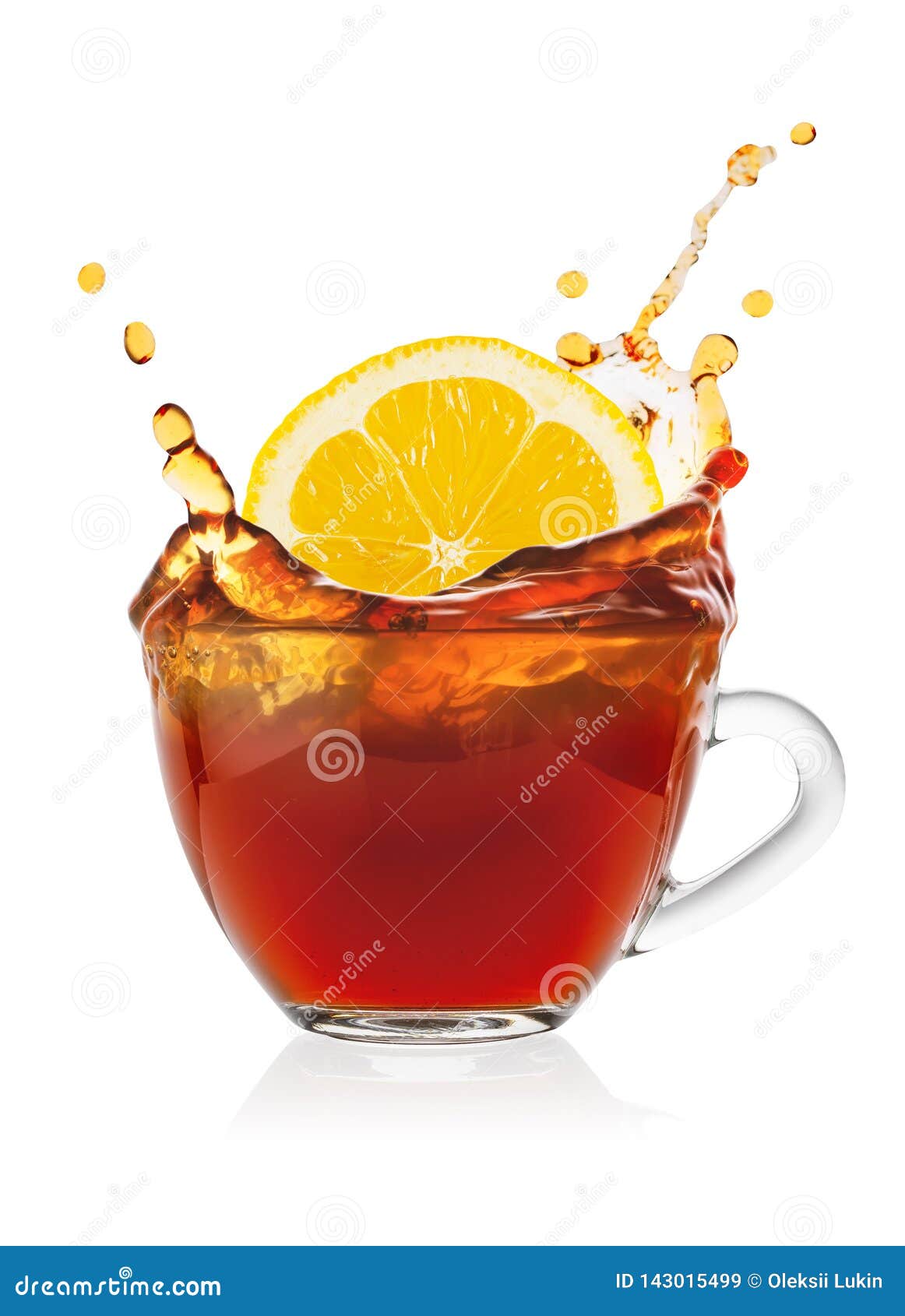 Splash from Slice of Lemon in Cup of Tea Stock Image - Image of concept ...