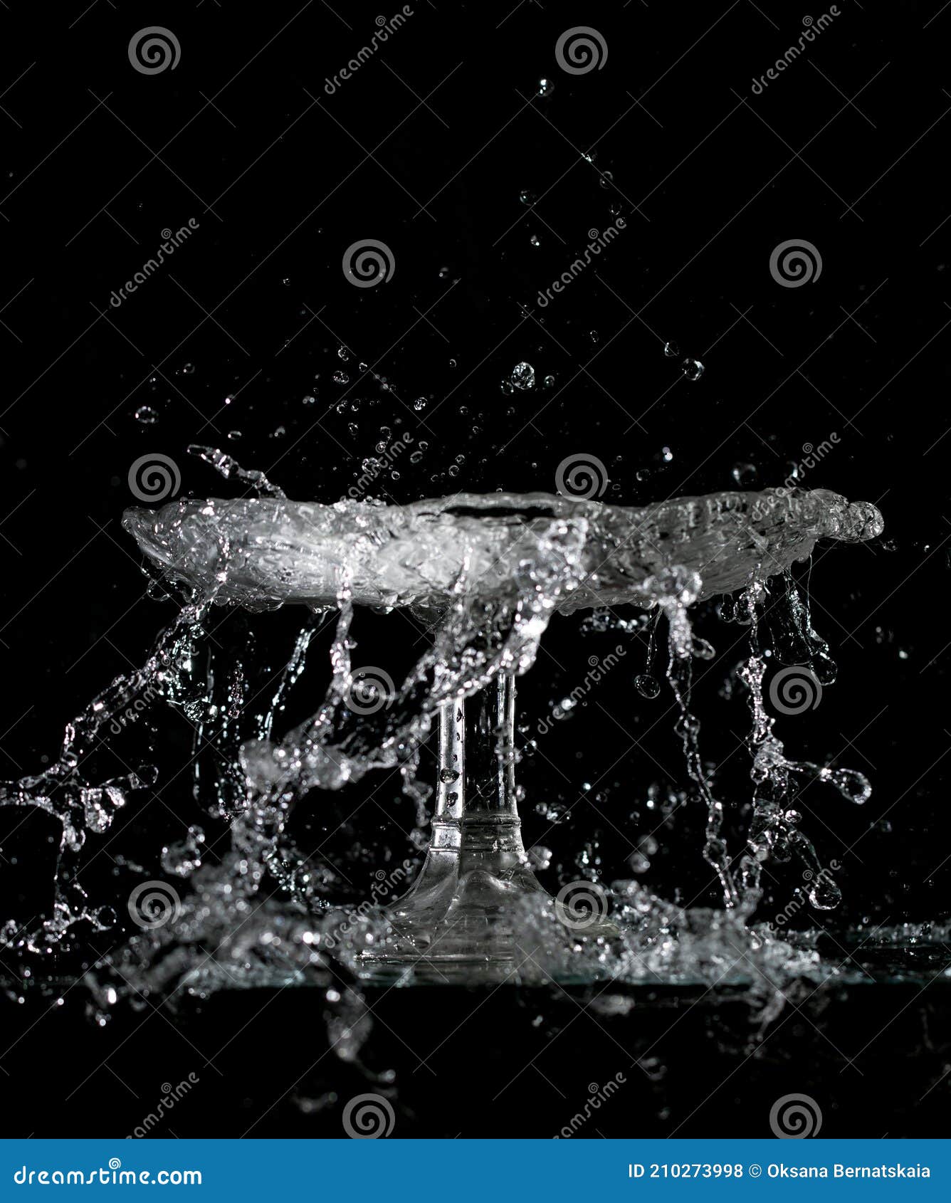 Splash and Spatter of Water in a Crystal Vase on a Black Background ...