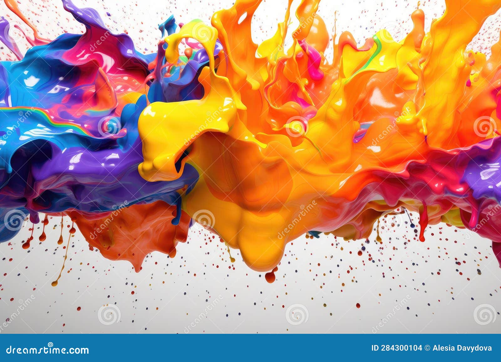 Splash, Splatter and Drops of Paint of Different Colors on a White ...