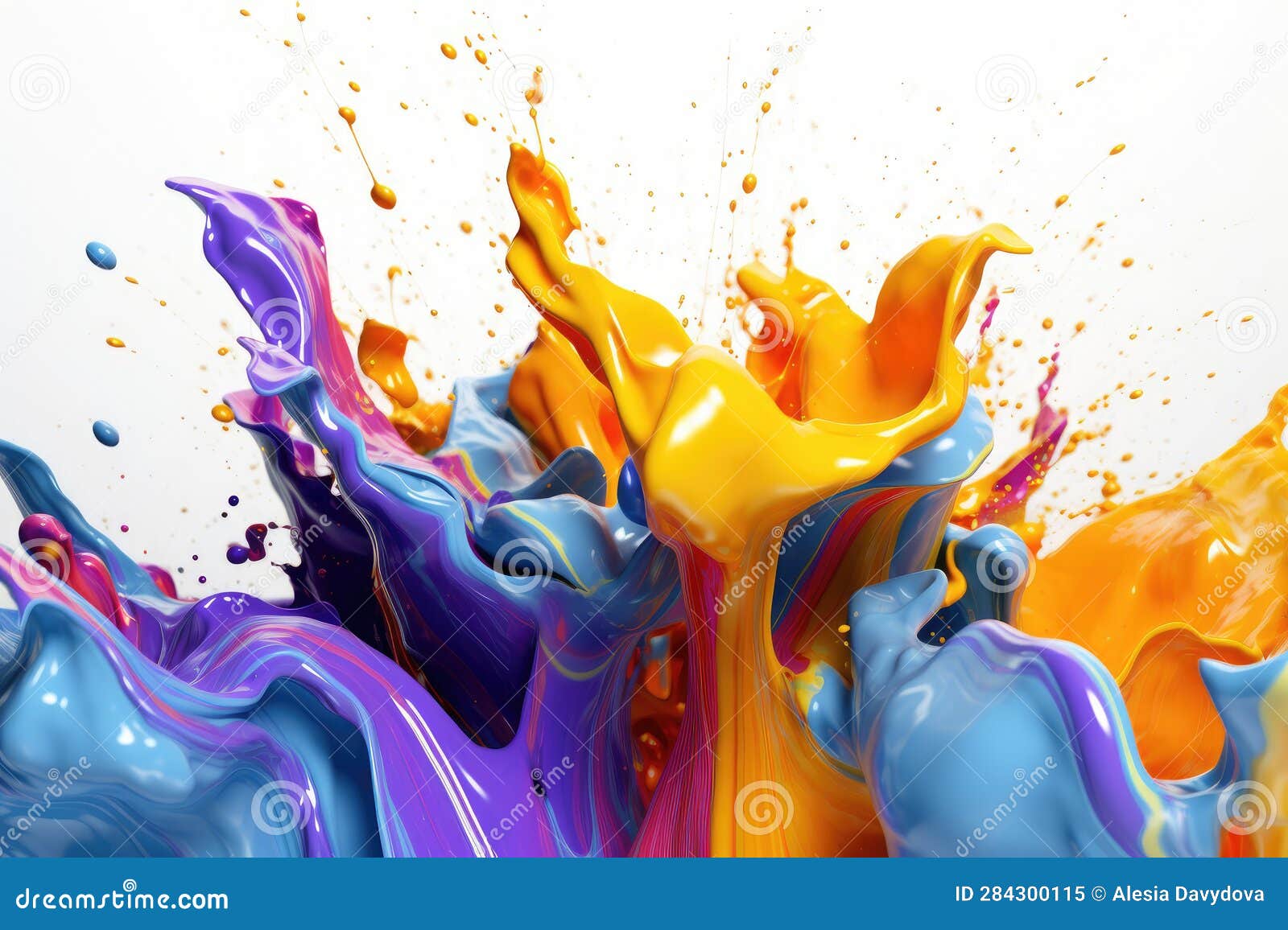 Splash, Splatter and Drops of Paint of Different Colors on a White ...