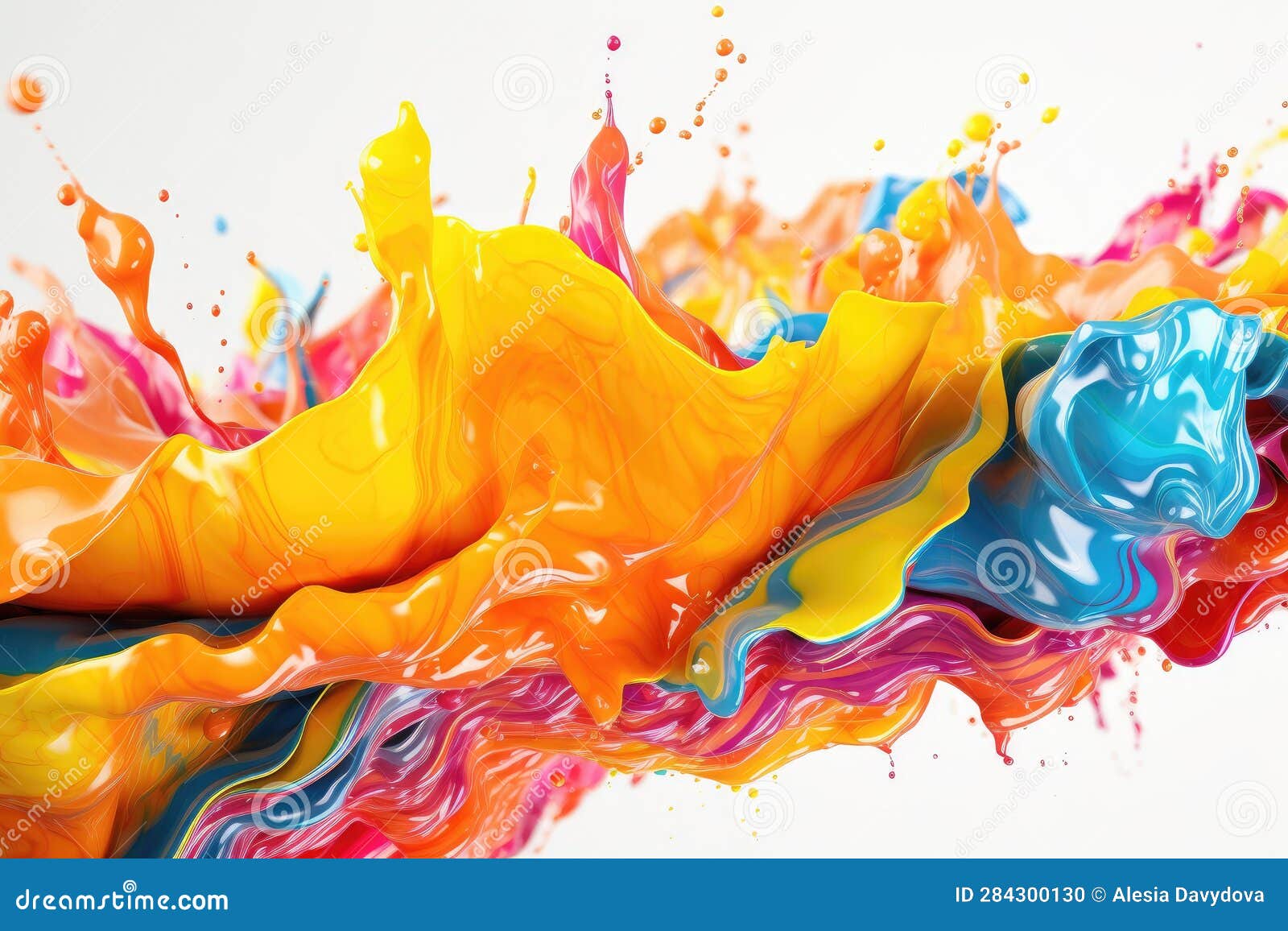 Splash, Splatter and Drops of Paint of Different Colors on a White ...