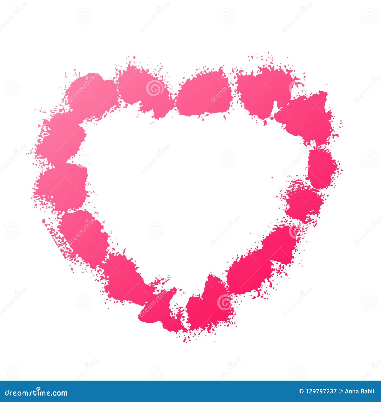 Splash Stains Texture Heart. Pink Abstract Spray Frame. Vector ...