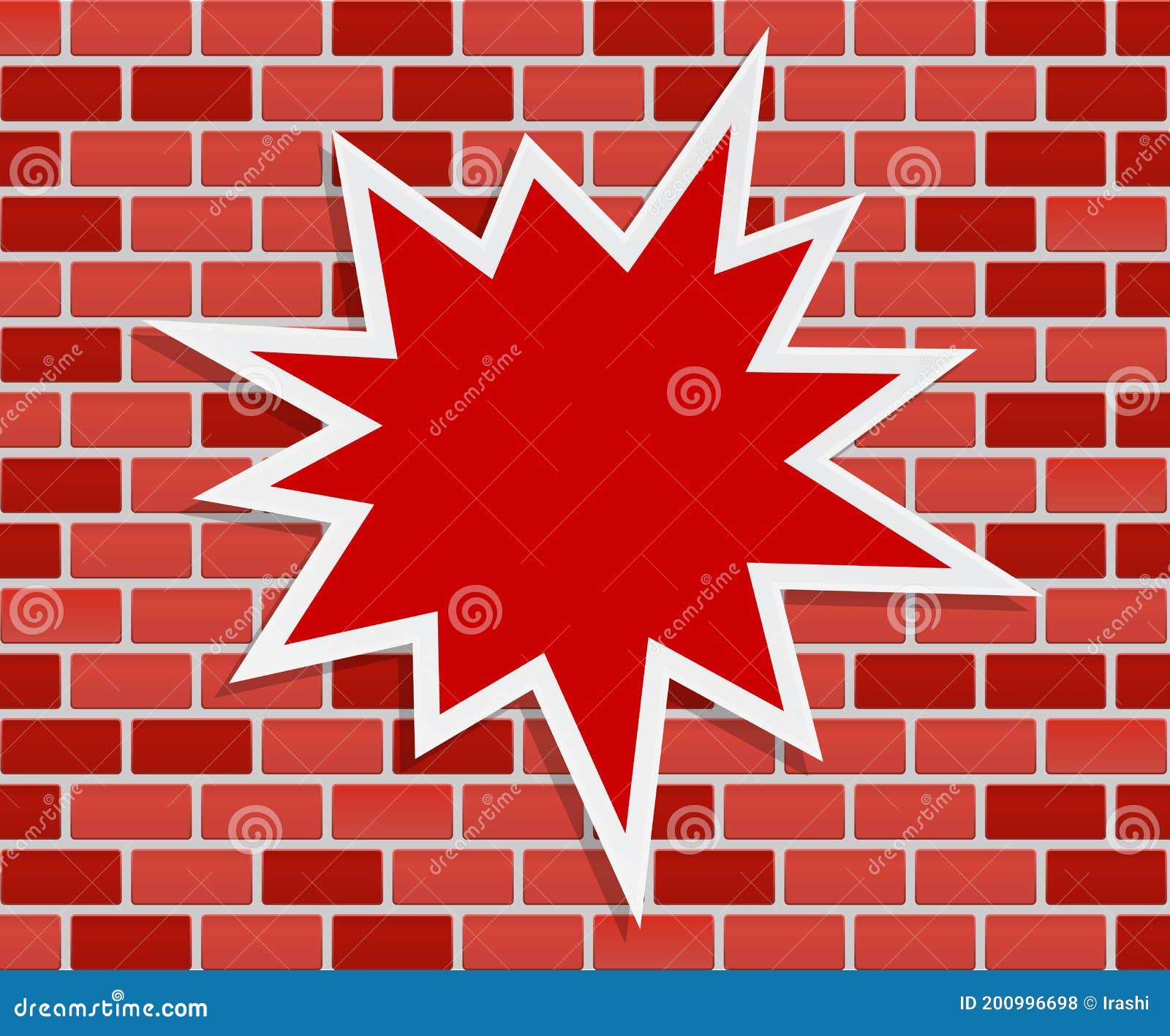 Splash star on brick wall stock vector. Illustration of bubble - 200996698