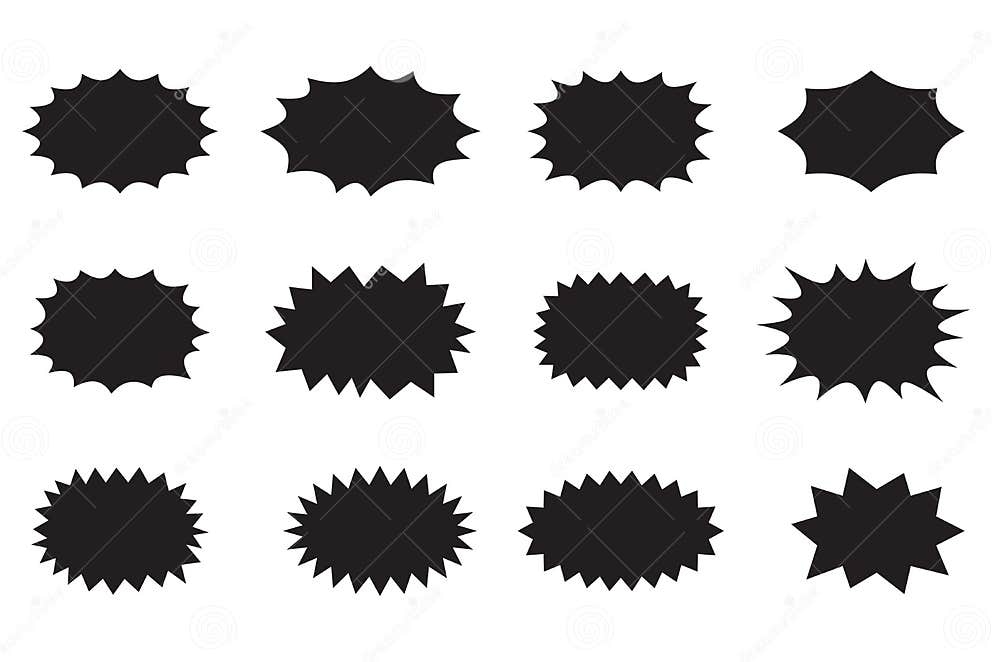 Splash Star Icon Set in Flat Style. Set of Explosion Background for a ...