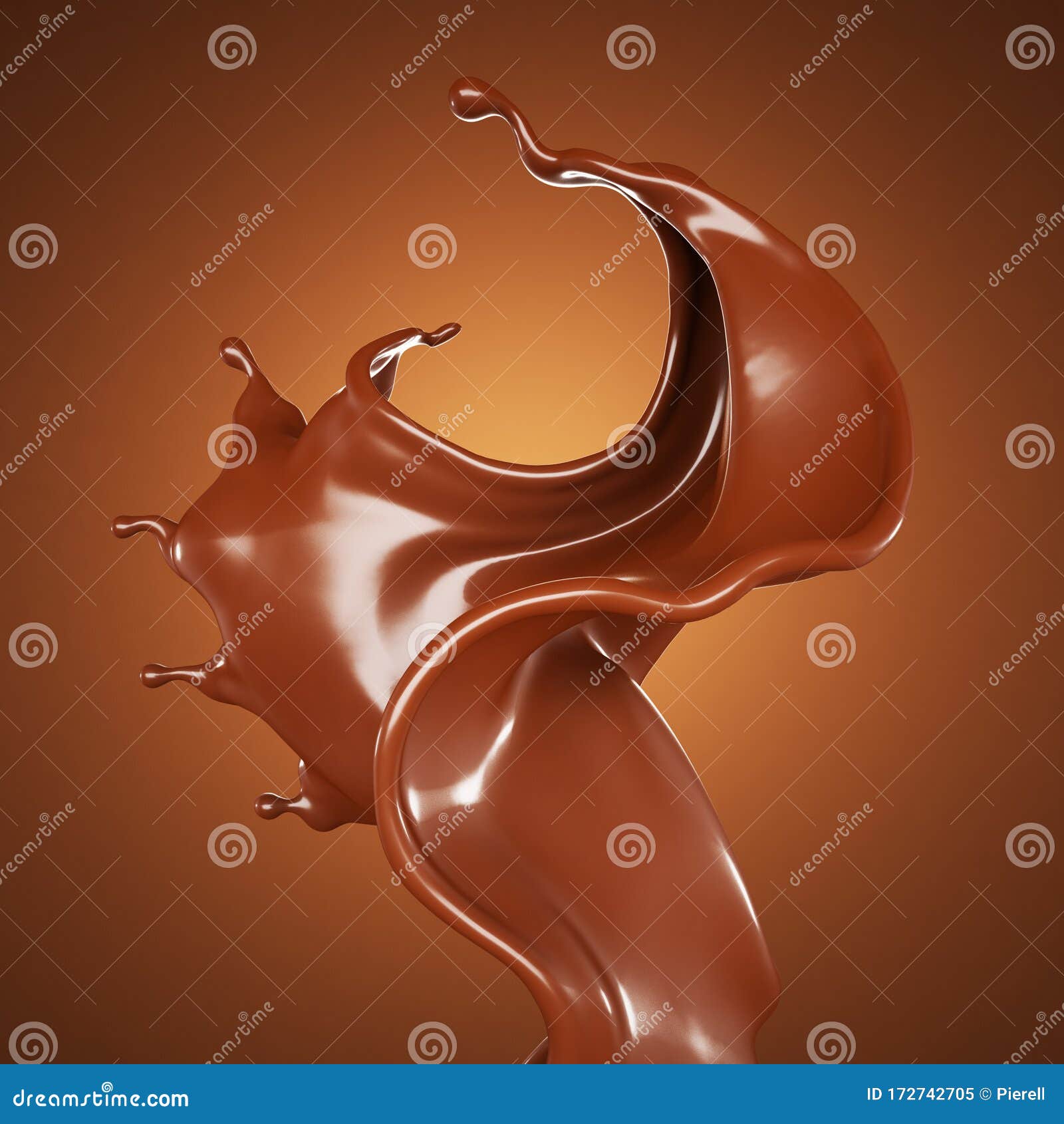 Splash, a Stream of Chocolate. 3d Illustration, 3d Rendering Stock ...