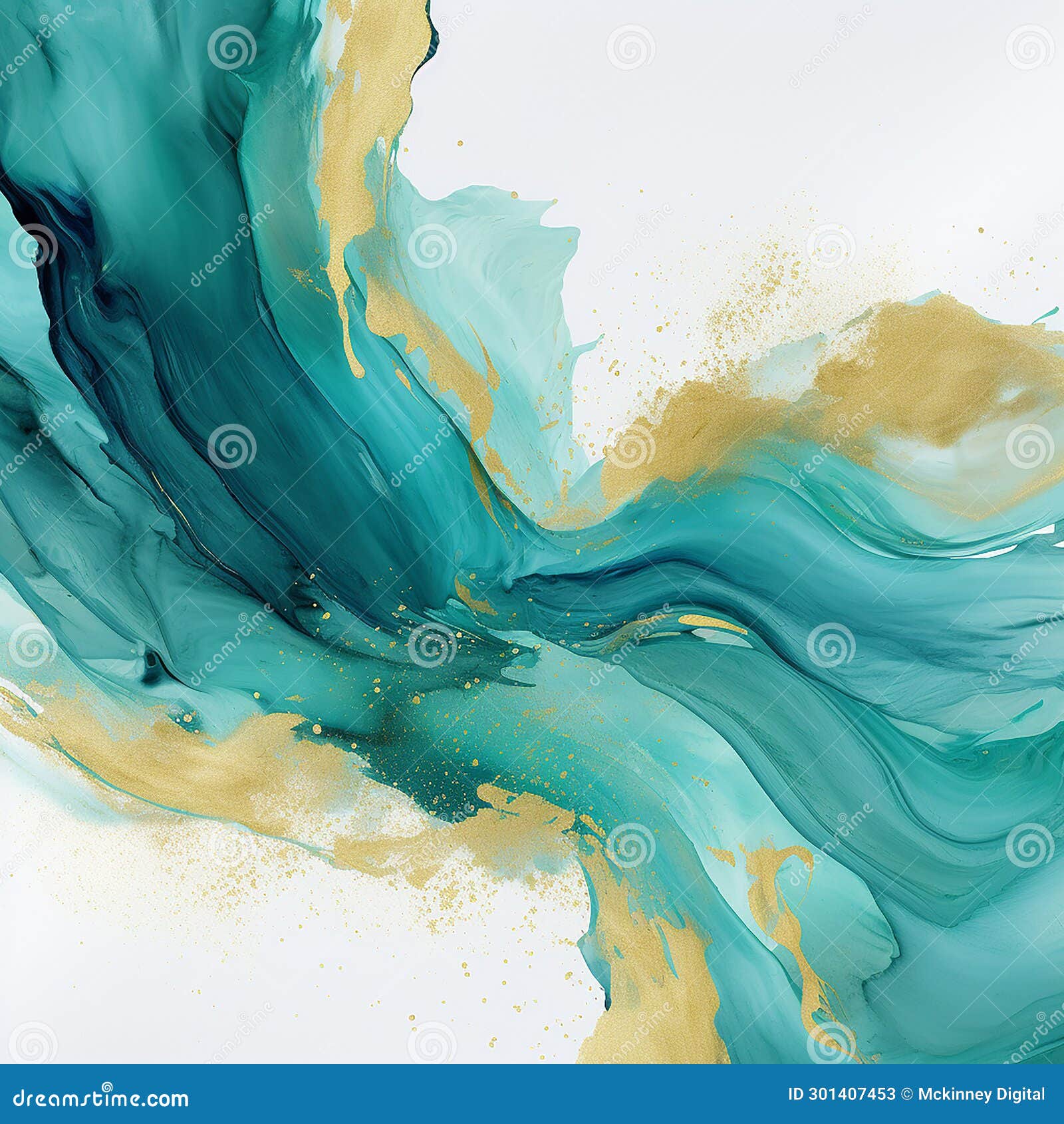 Splash of Teal with Gold in an Abstract Splatter Design. Stock ...