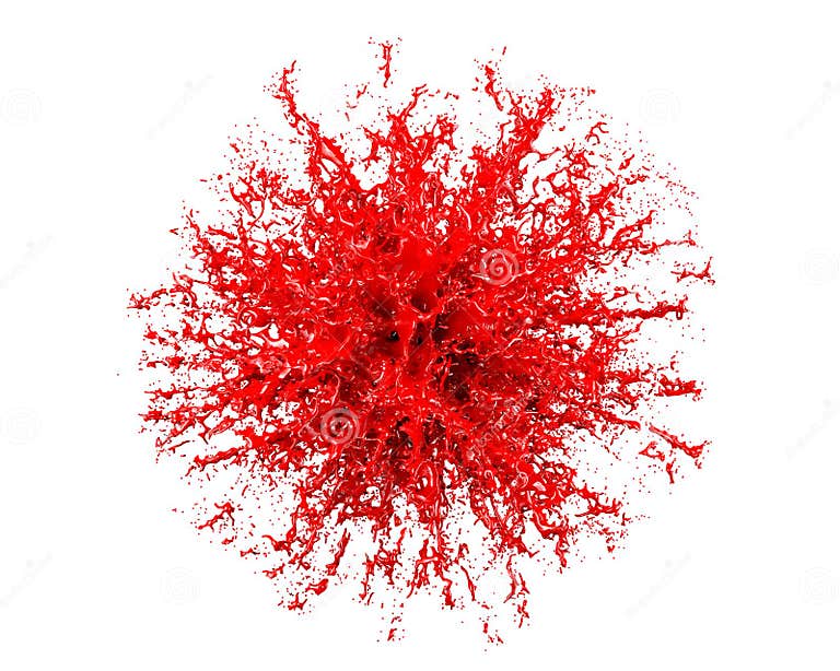 Splash of Thick Red Paint on a White Background. Top View. 3D Rendering ...