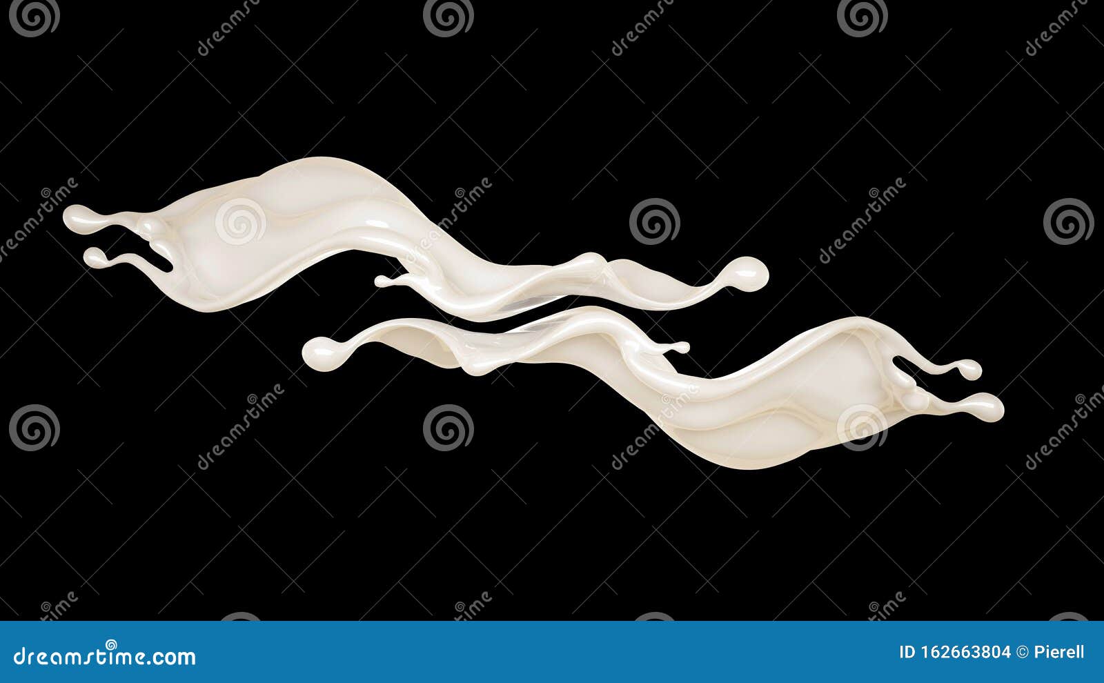 Splash of Thick White Liquid on a Black Background. 3d Illustration, 3d ...