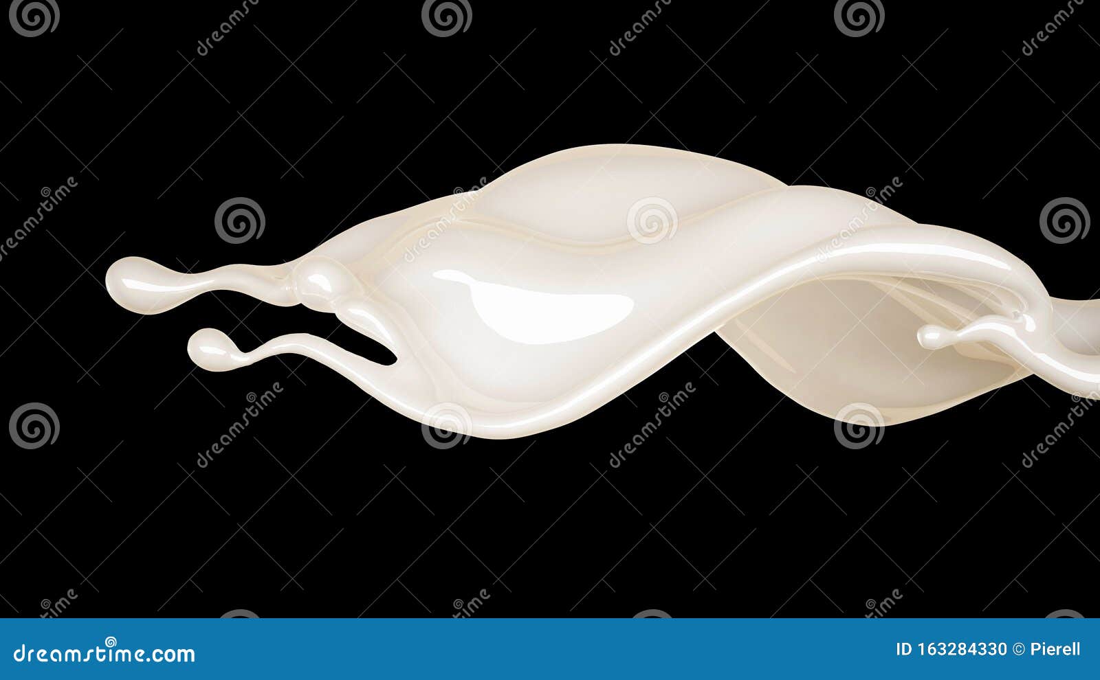 Splash of Thick White Liquid on a Black Background. 3d Illustration, 3d ...