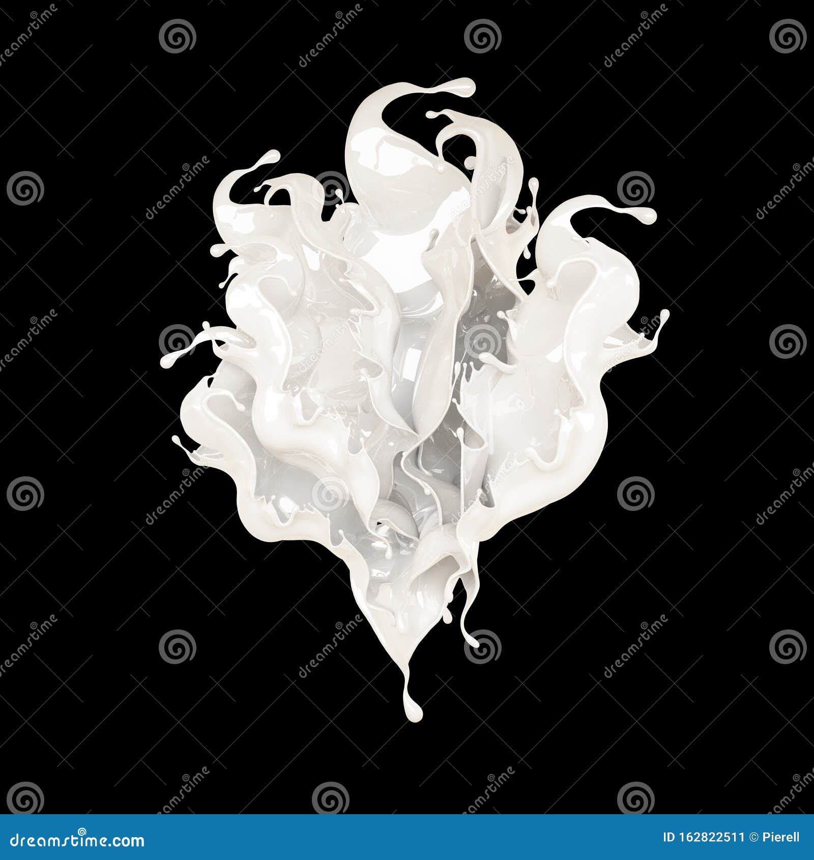 Splash of Thick White Liquid on a Black Background. 3d Illustration, 3d ...