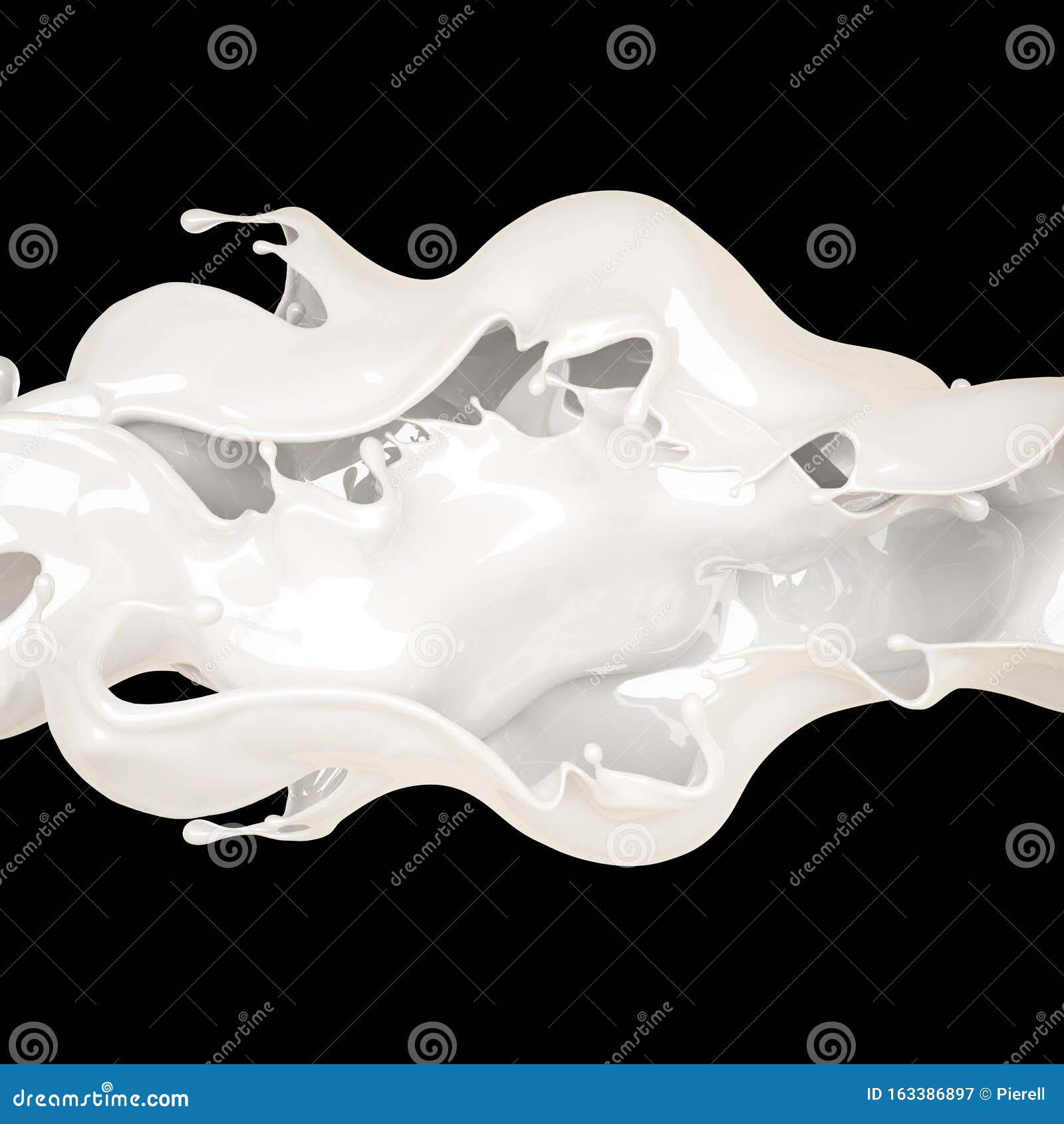 Splash of Thick White Liquid on a Black Background. 3d Illustration, 3d ...