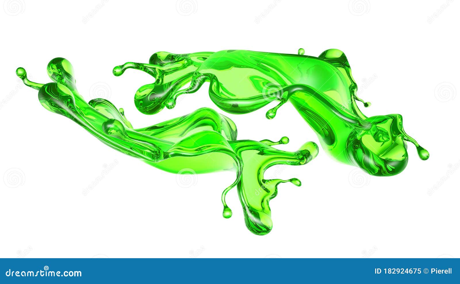 Splash of Transparent Liquid of a Green Color on a White Background. 3d ...