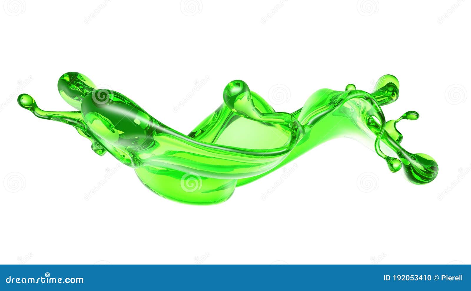 Splash of Transparent Liquid of a Green Color on a White Background. 3d ...