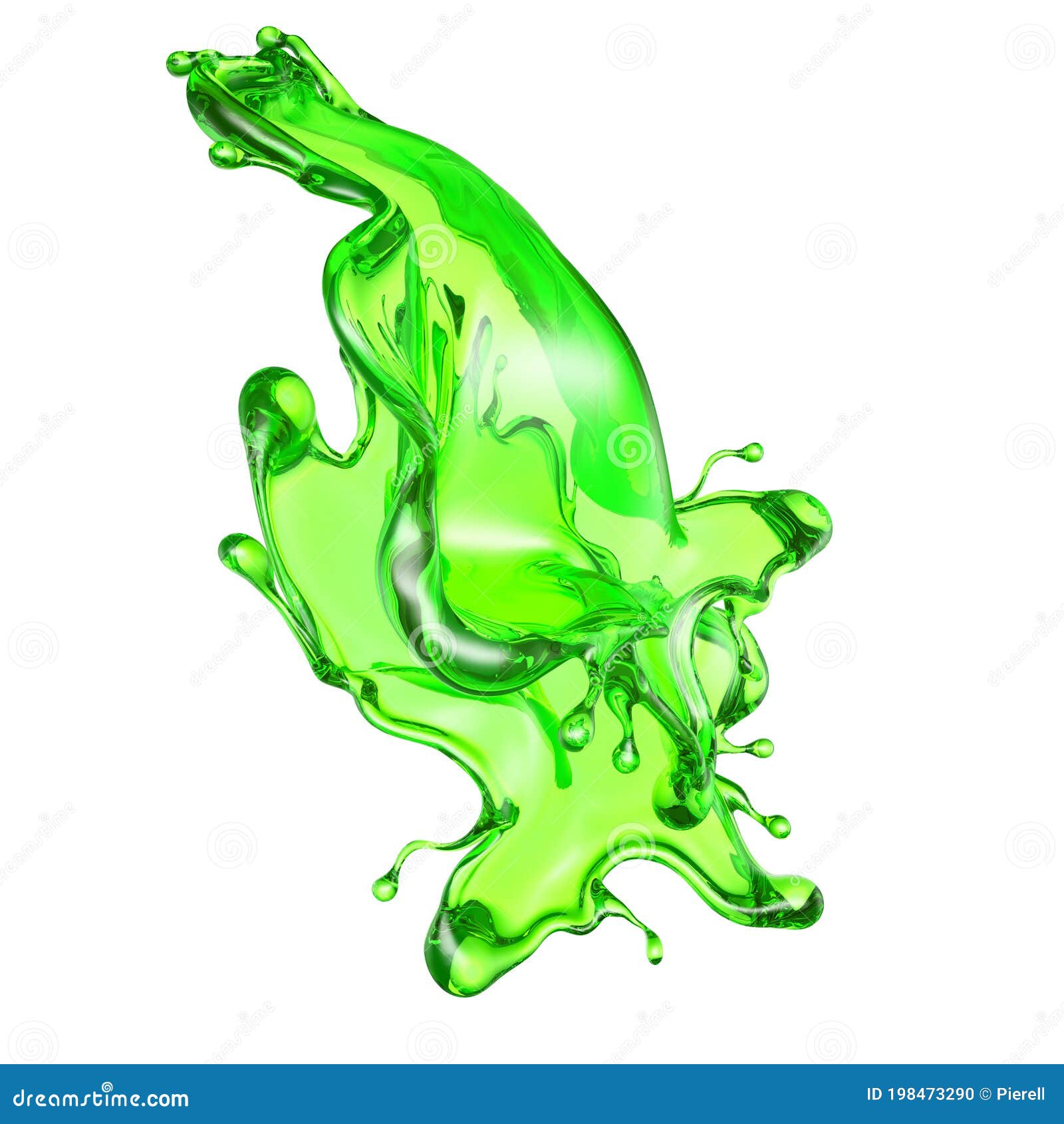 Splash of Transparent Liquid of a Green Color on a White Background. 3d ...