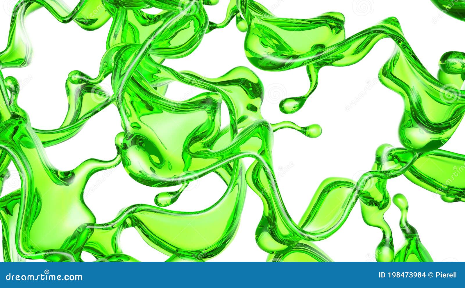 Splash of Transparent Liquid of a Green Color on a White Background. 3d ...