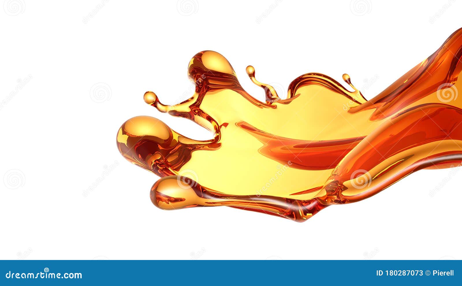 Splash of a Transparent Orange Liquid on a White Background. 3d ...