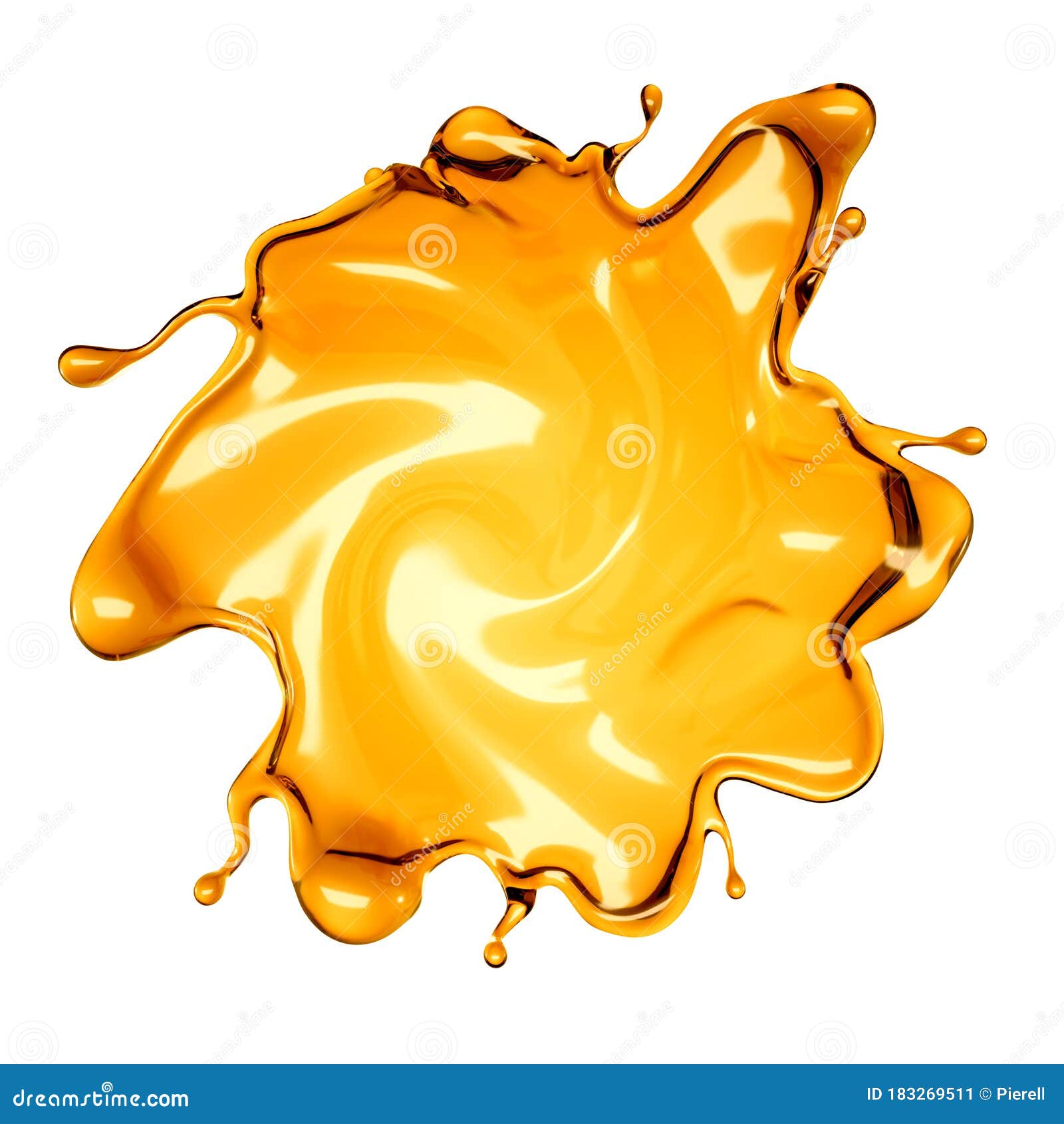 Splash of a Transparent Orange Liquid on a White Background. 3d ...